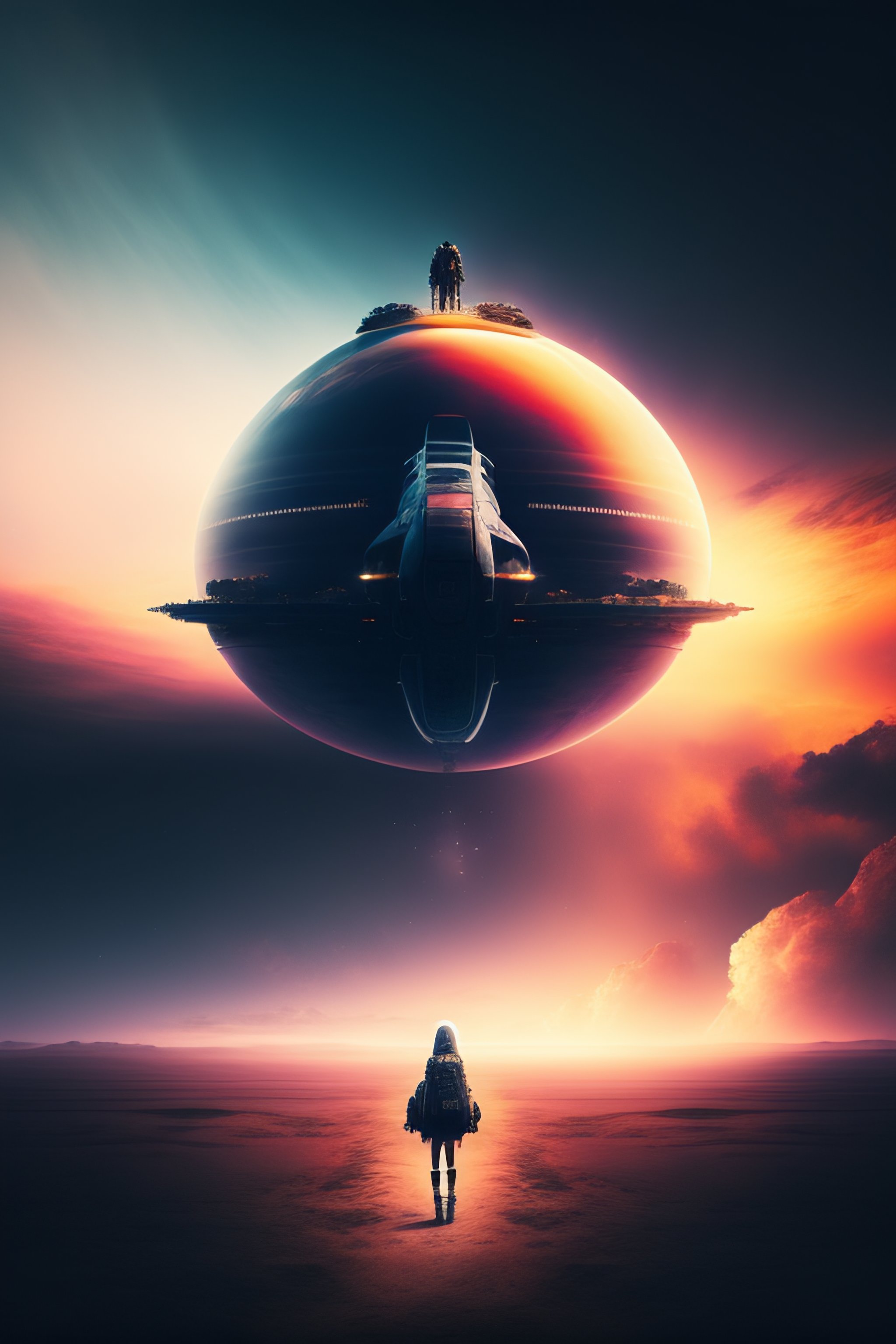 Lexica - Distopic future, alien space ship above the sky, earth as a ...