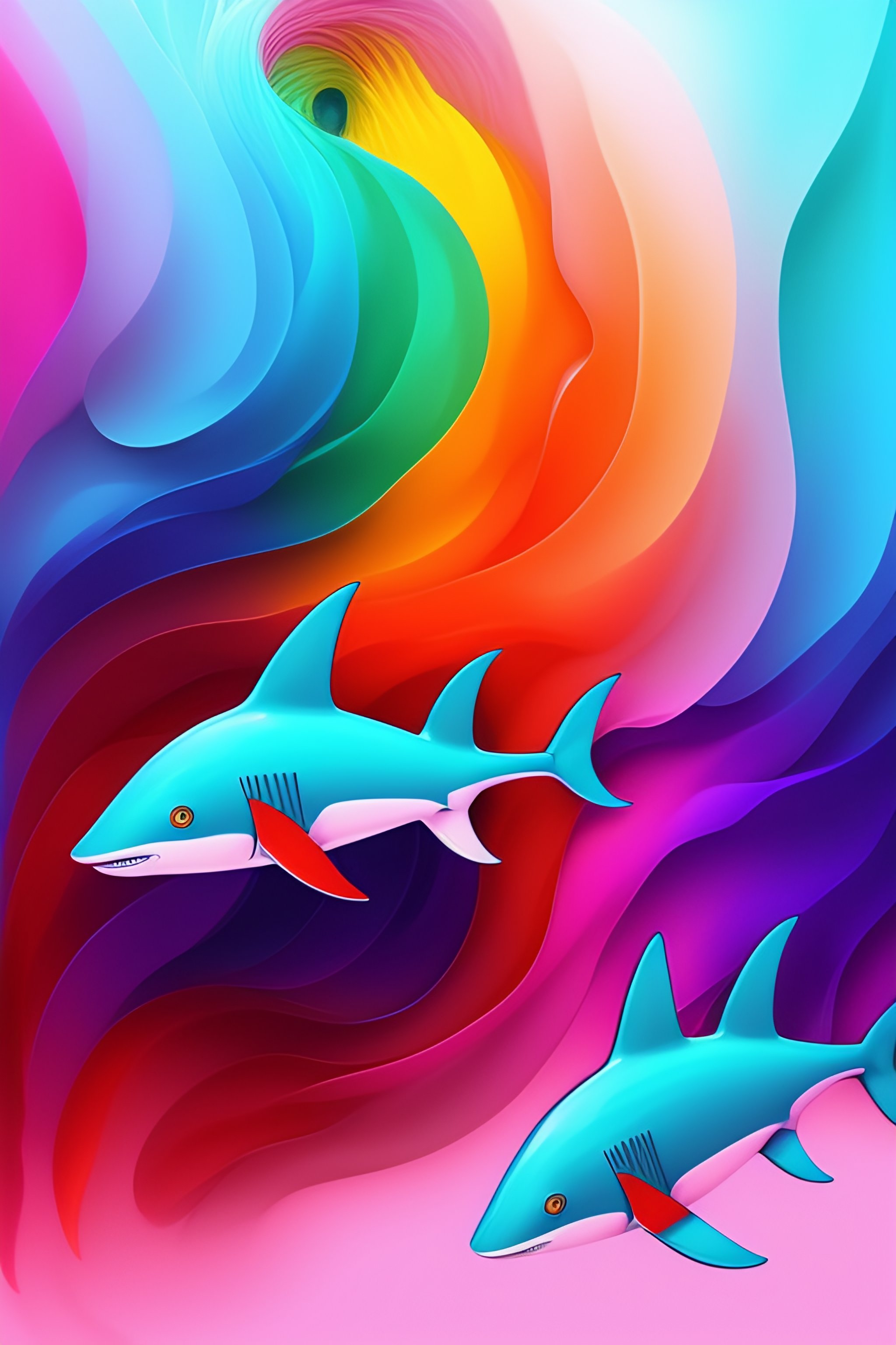 Lexica - Colorful sharks swimming, digital art, artstation trending ...