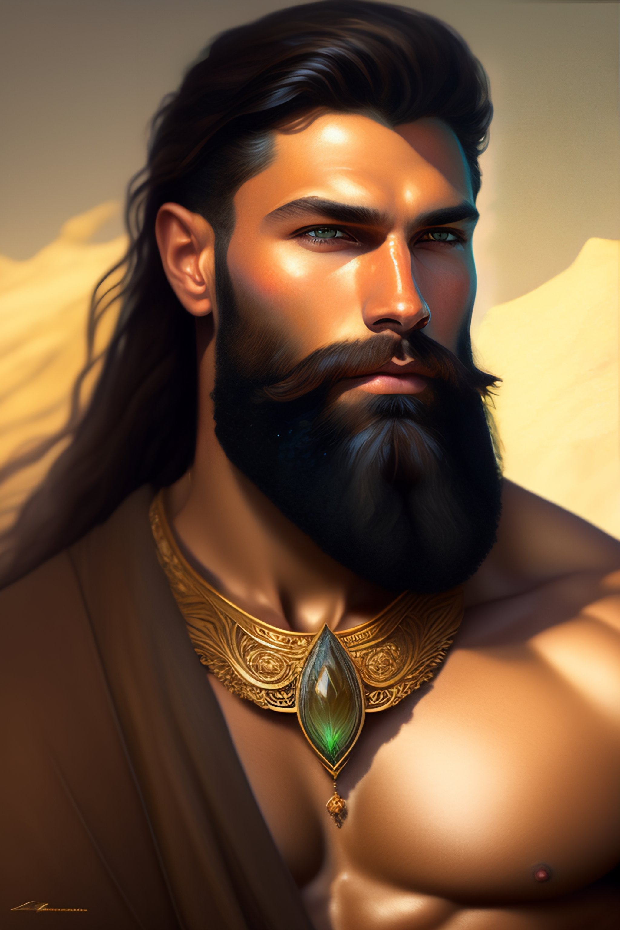 Lexica - Handsome portrait of a natural strong bearded man, shaped face ...