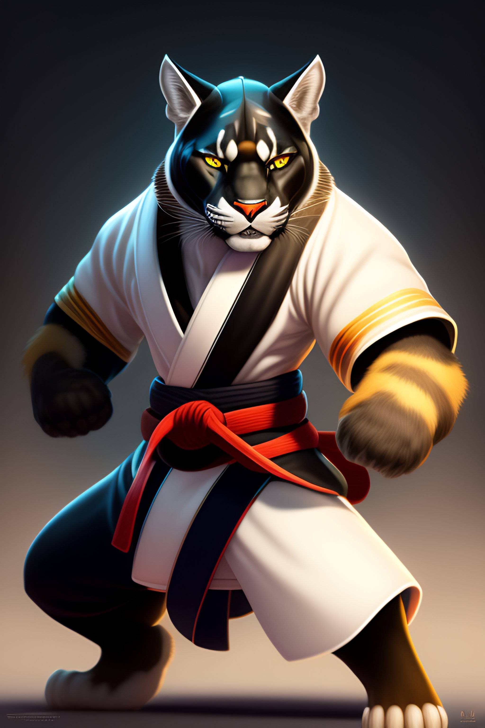 Lexica - Award-winning photo of a martial arts mater, panther, white ...