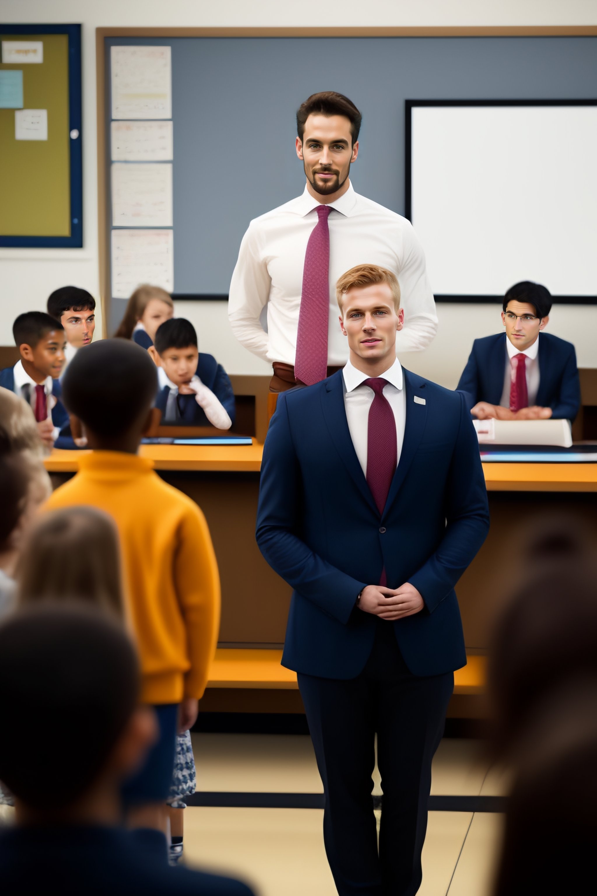 Lexica - A white-skinned young English teacher stands in front of the ...