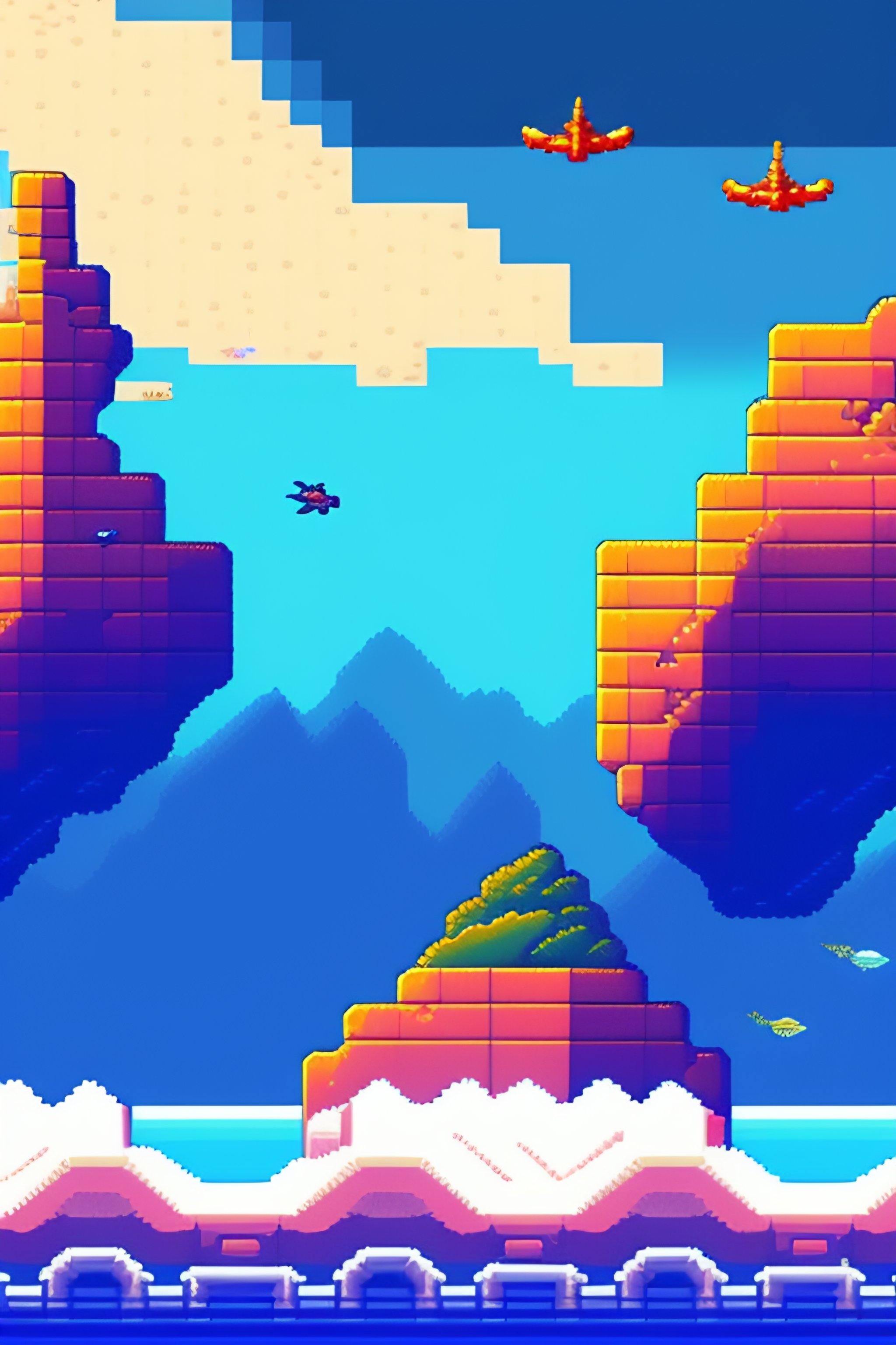 Lexica - Pixel art ocean shmup level background