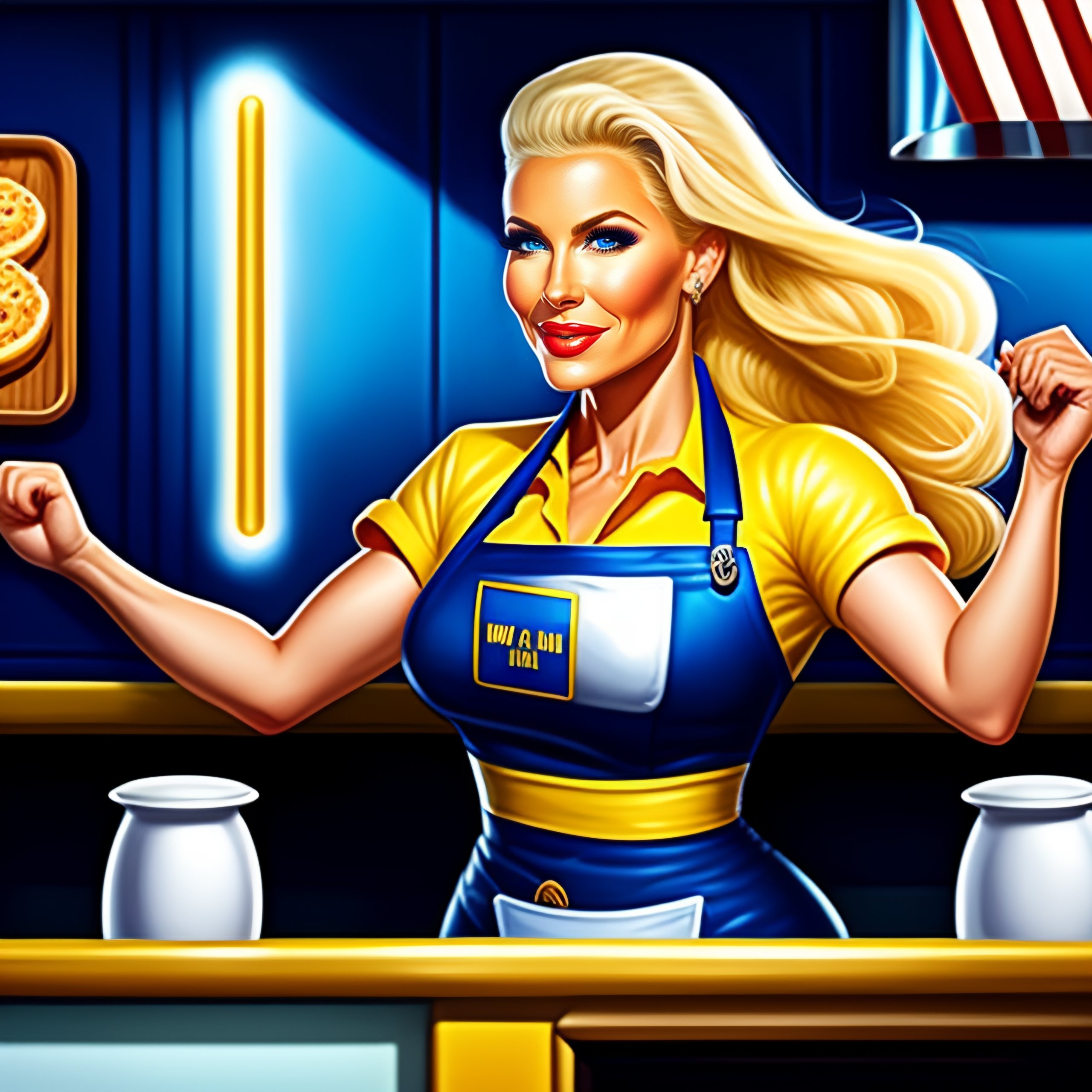 Lexica - Fighting mad, badass blonde superhero waitress "Wendy" in a ...