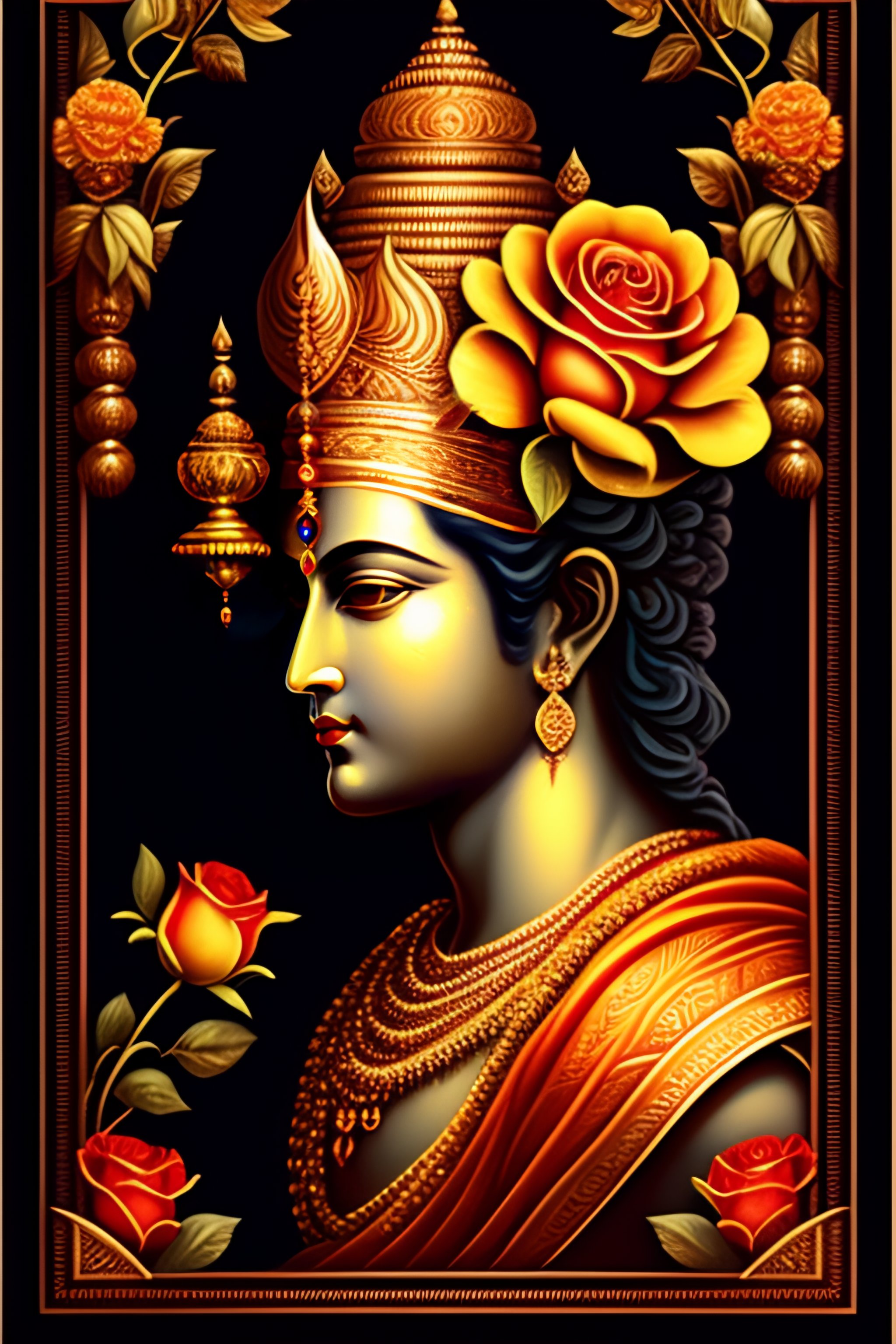 Lexica - Lord Rama with classical floral elements emanating from center ...