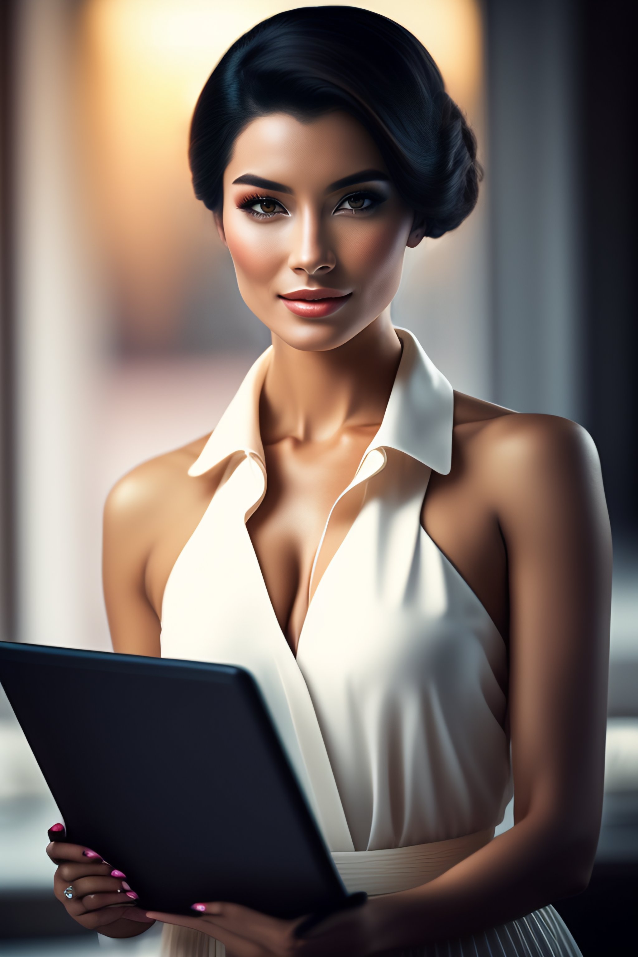 Lexica Beauty Woman With Computer A Character Side Portrait