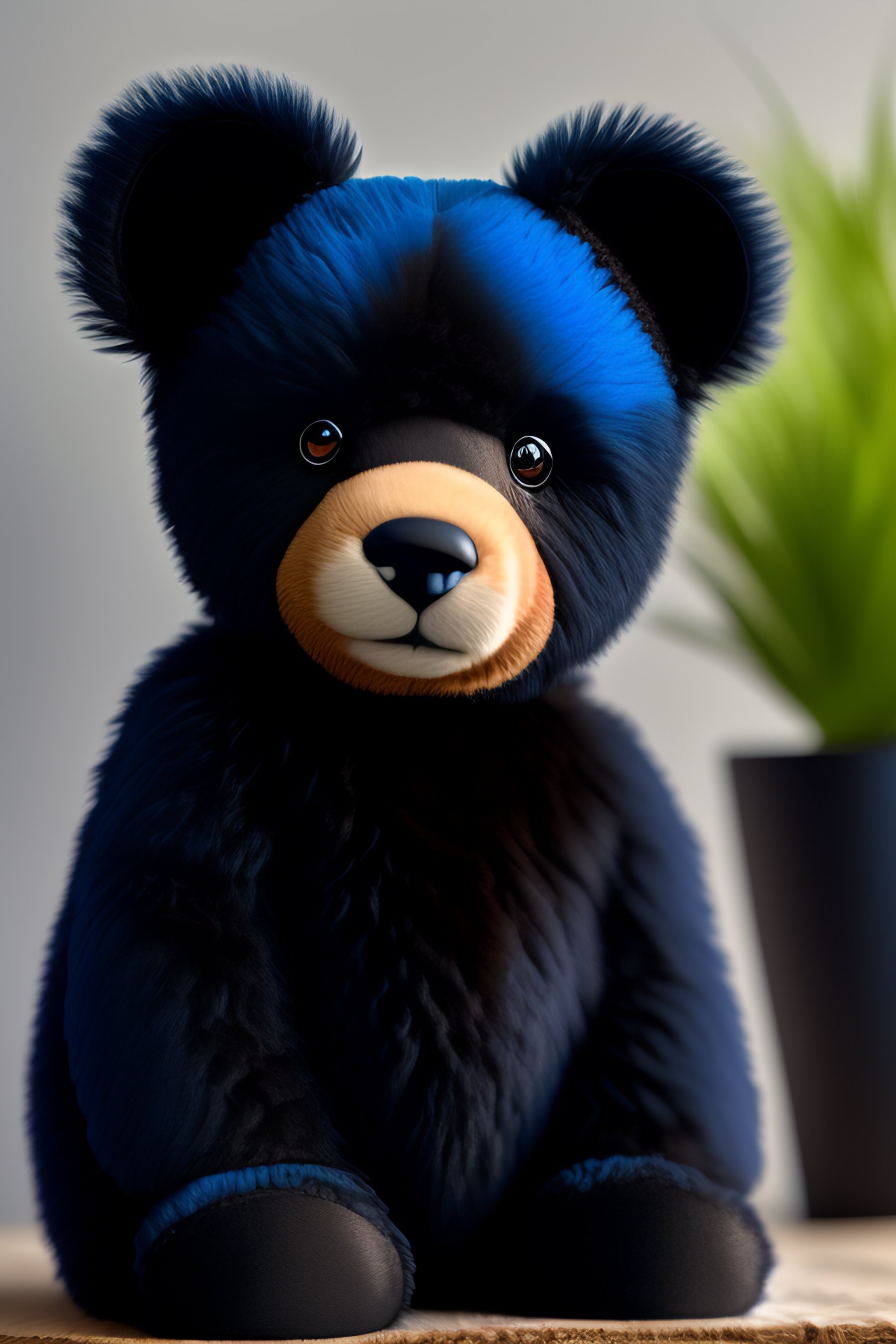 Lexica - Teddy Bear With his silky-soft black fur, neon blue and red X ...