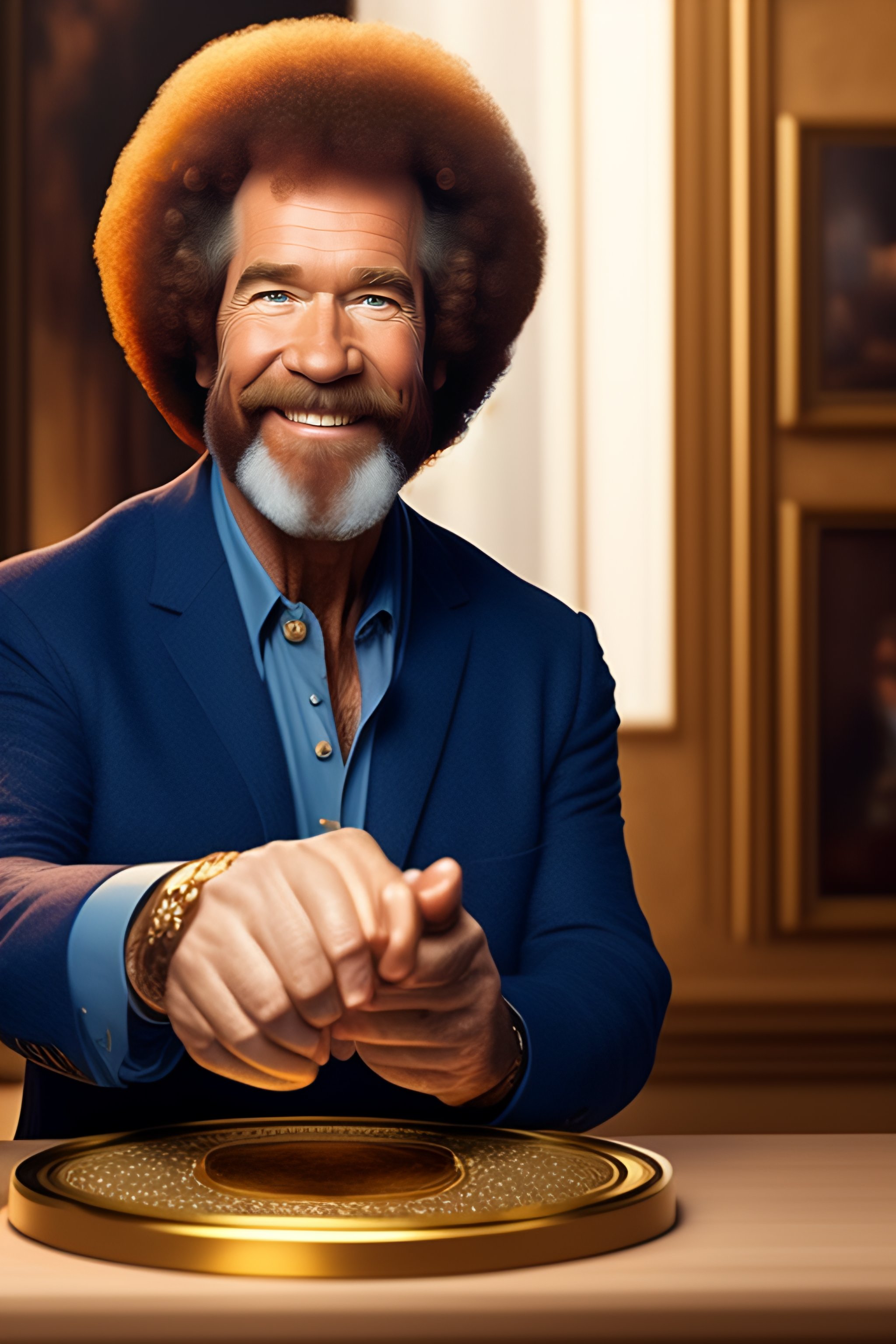 Lexica - Hyper-realistic, bob ross with circular wrinkles around his ...