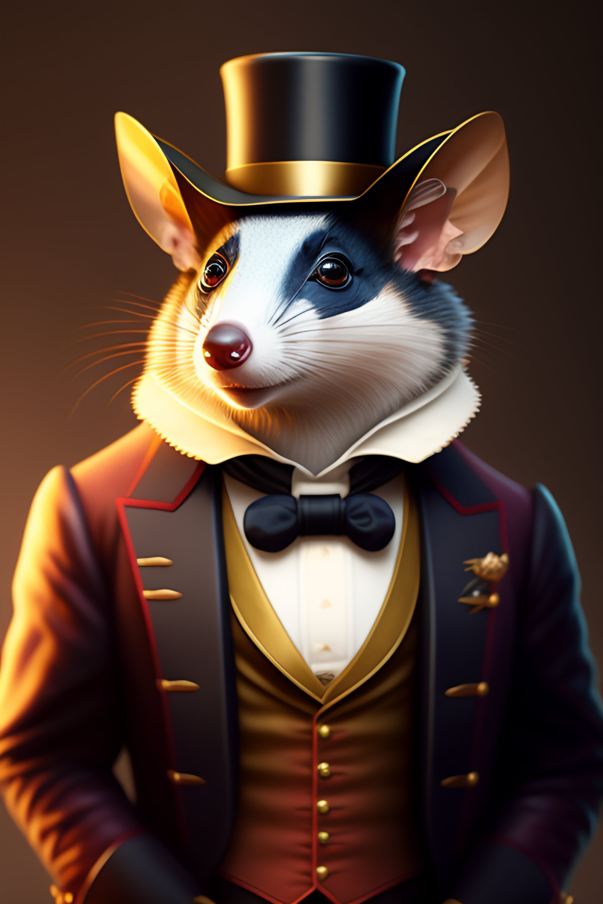 Lexica - A portrait of a opossum dressed as a victorian gentleman in ...