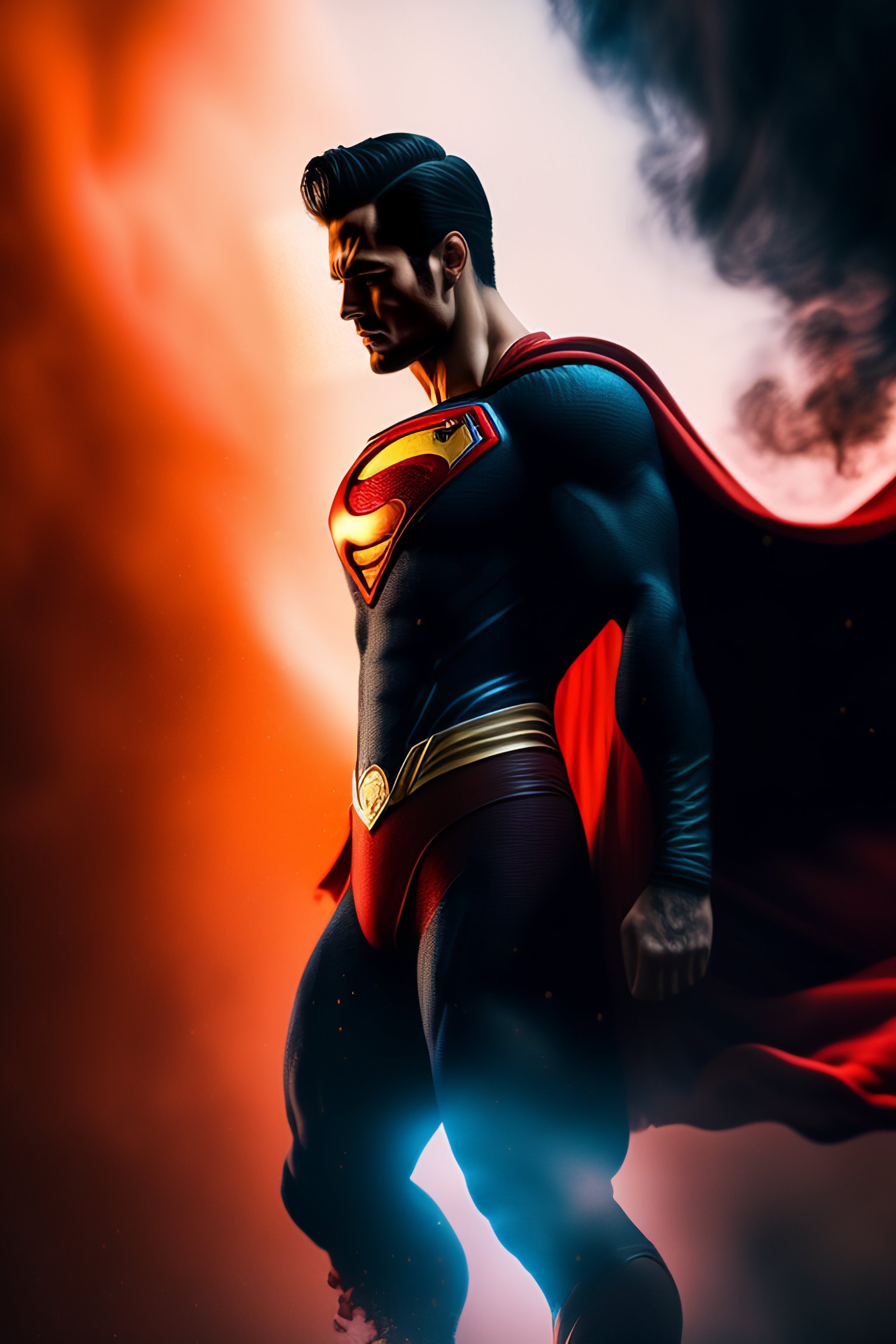 Lexica - Superman art, dancing silhouette , water ink, ink water, ink ...