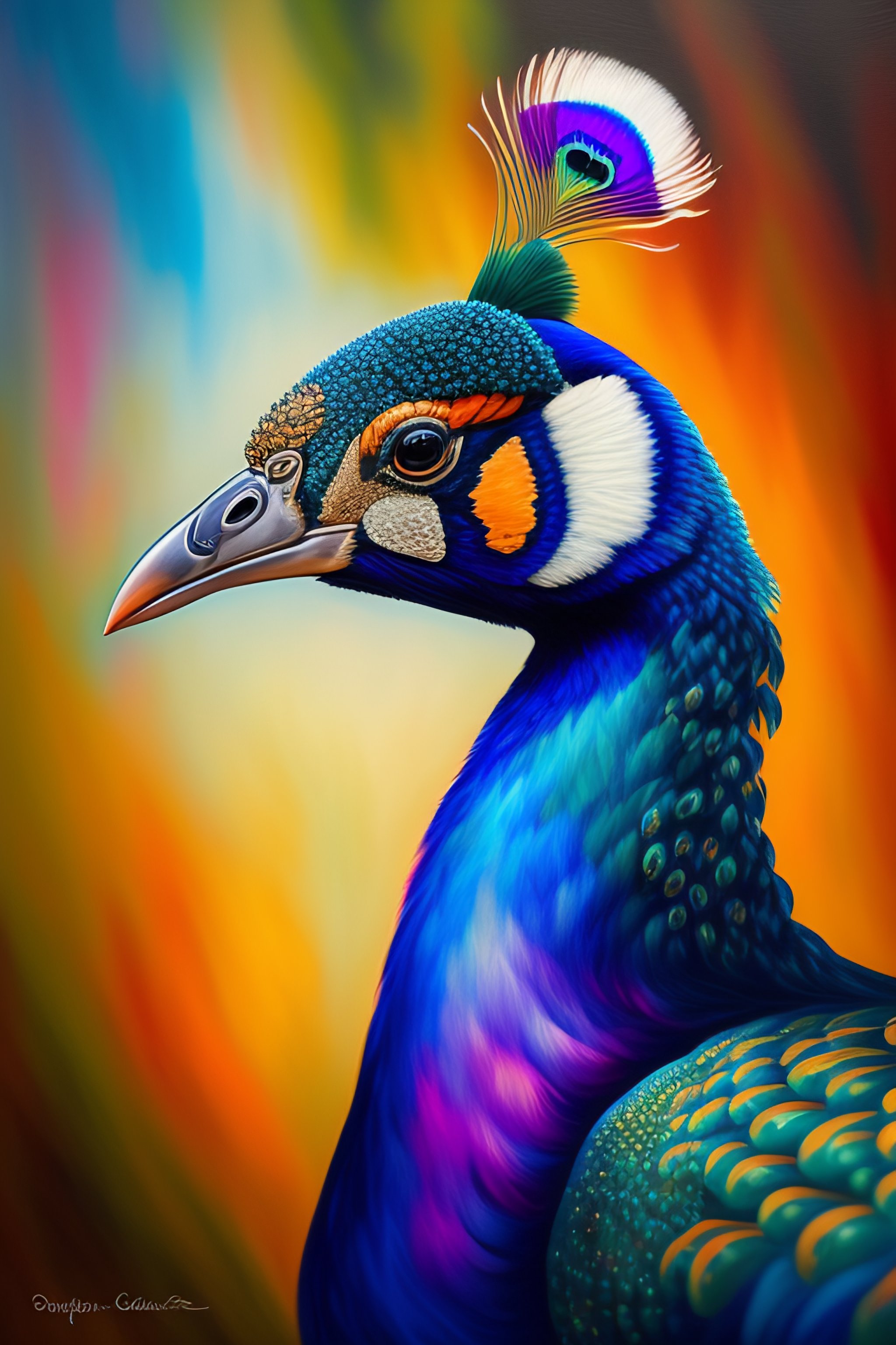Lexica - Peacock full color painting