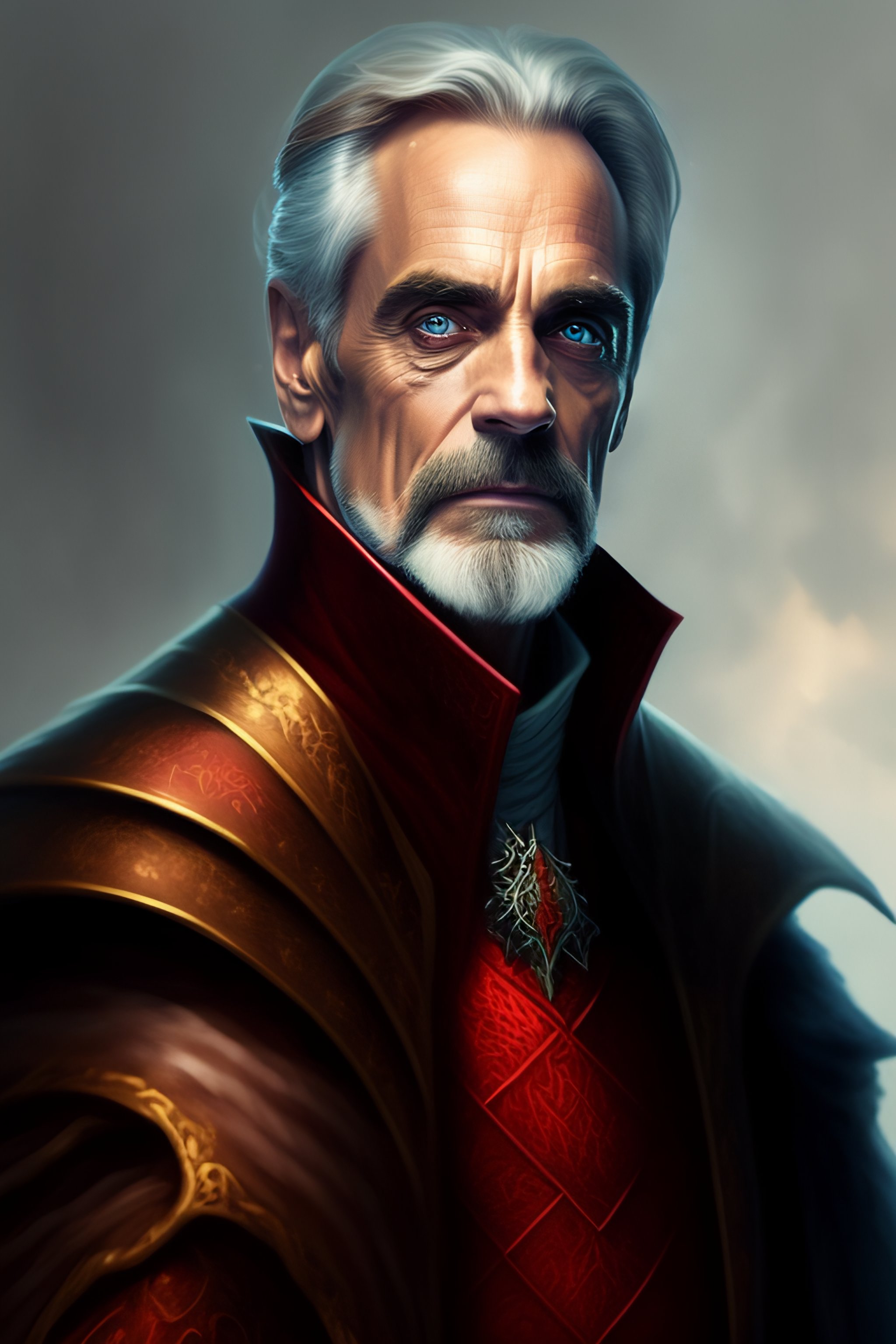 Lexica - Jeremy irons like a red necromancer, undead , dnd style