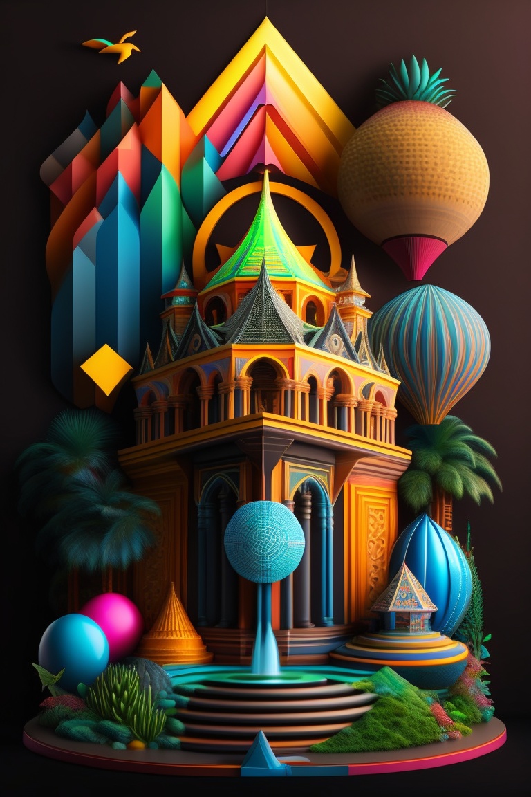Lexica - Lost city of atlantis, colorful pop out art, LSD trip design ...