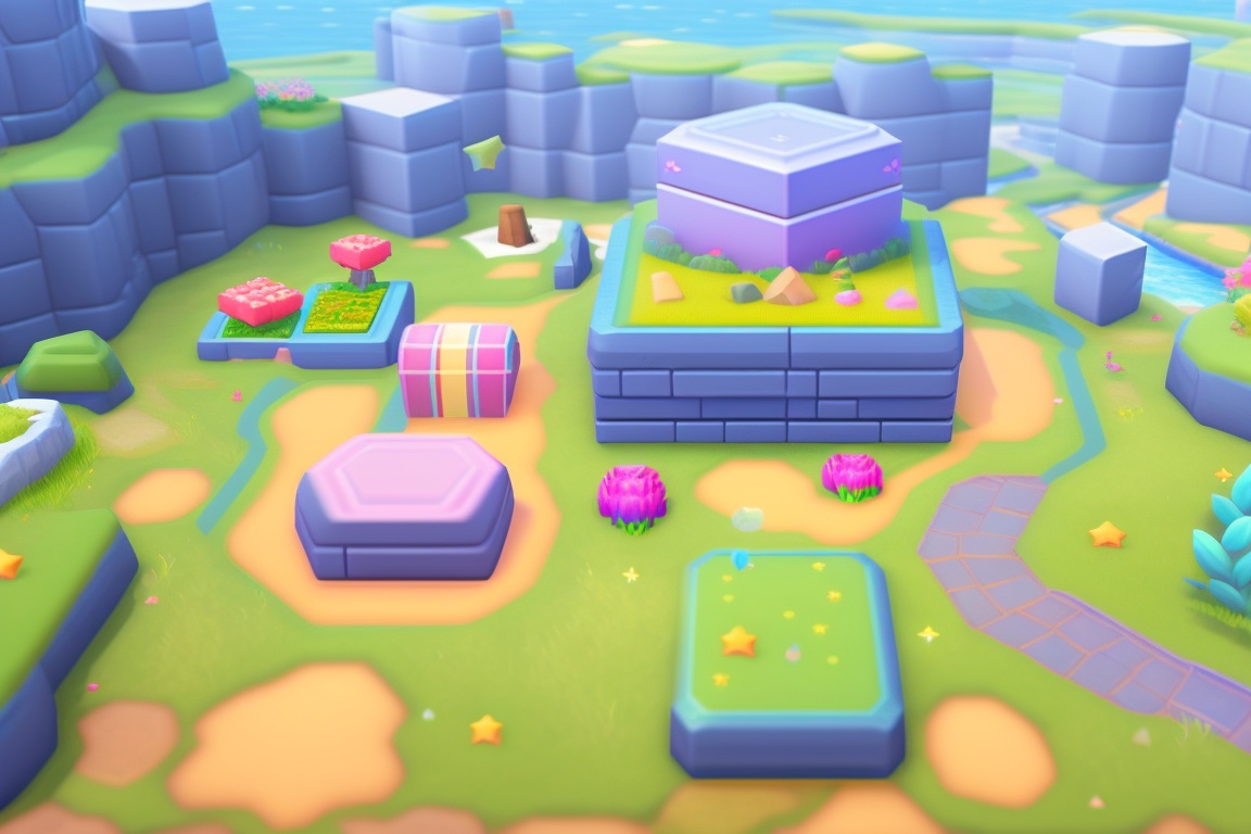 Lexica - 2D illustration, Kirby Star Allies, daylight, map, game areas ...