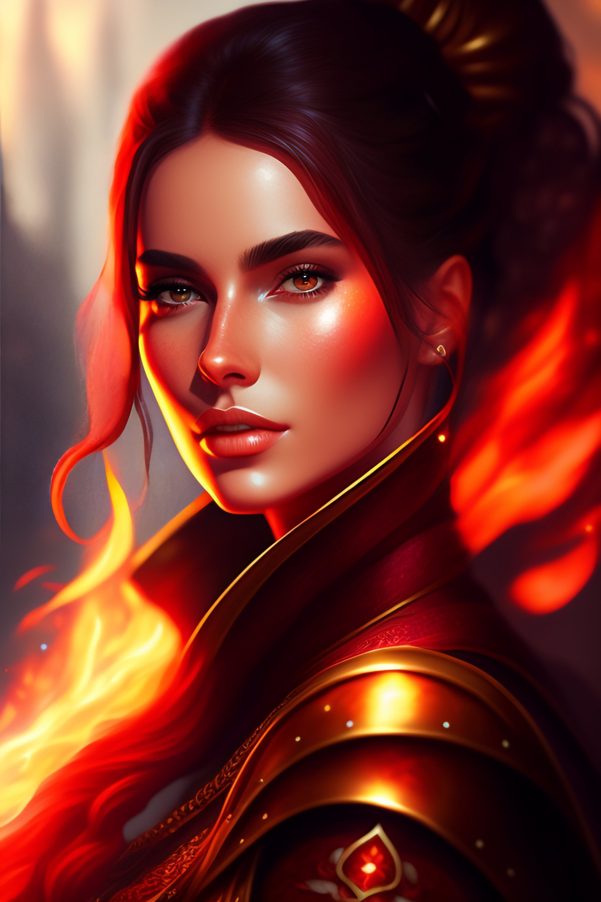 Lexica - Portrait of a beautiful woman surrounded by fire, portrait of ...