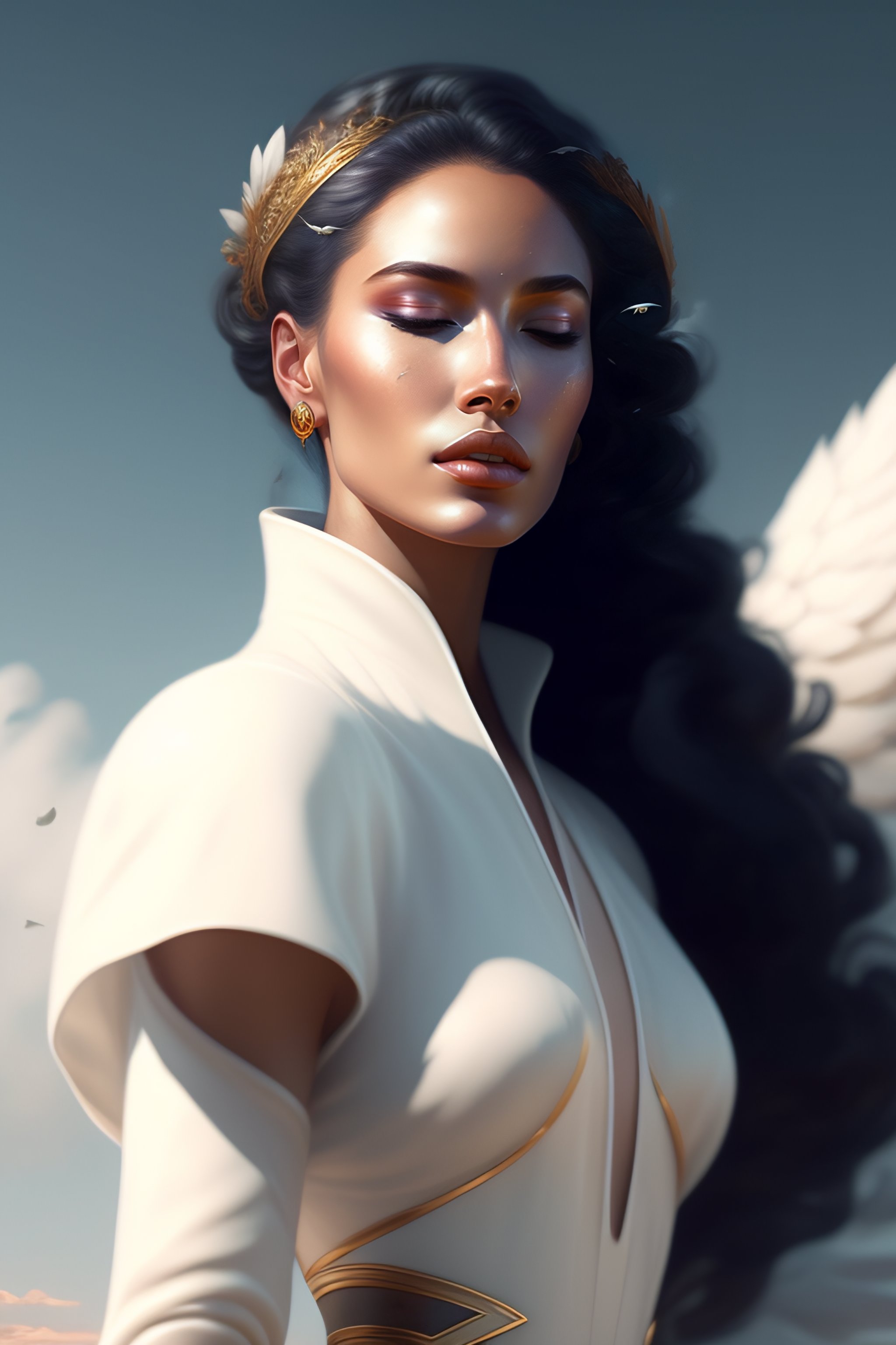 Lexica - A lot of white birds flying in the sky, a beautiful portrait ...