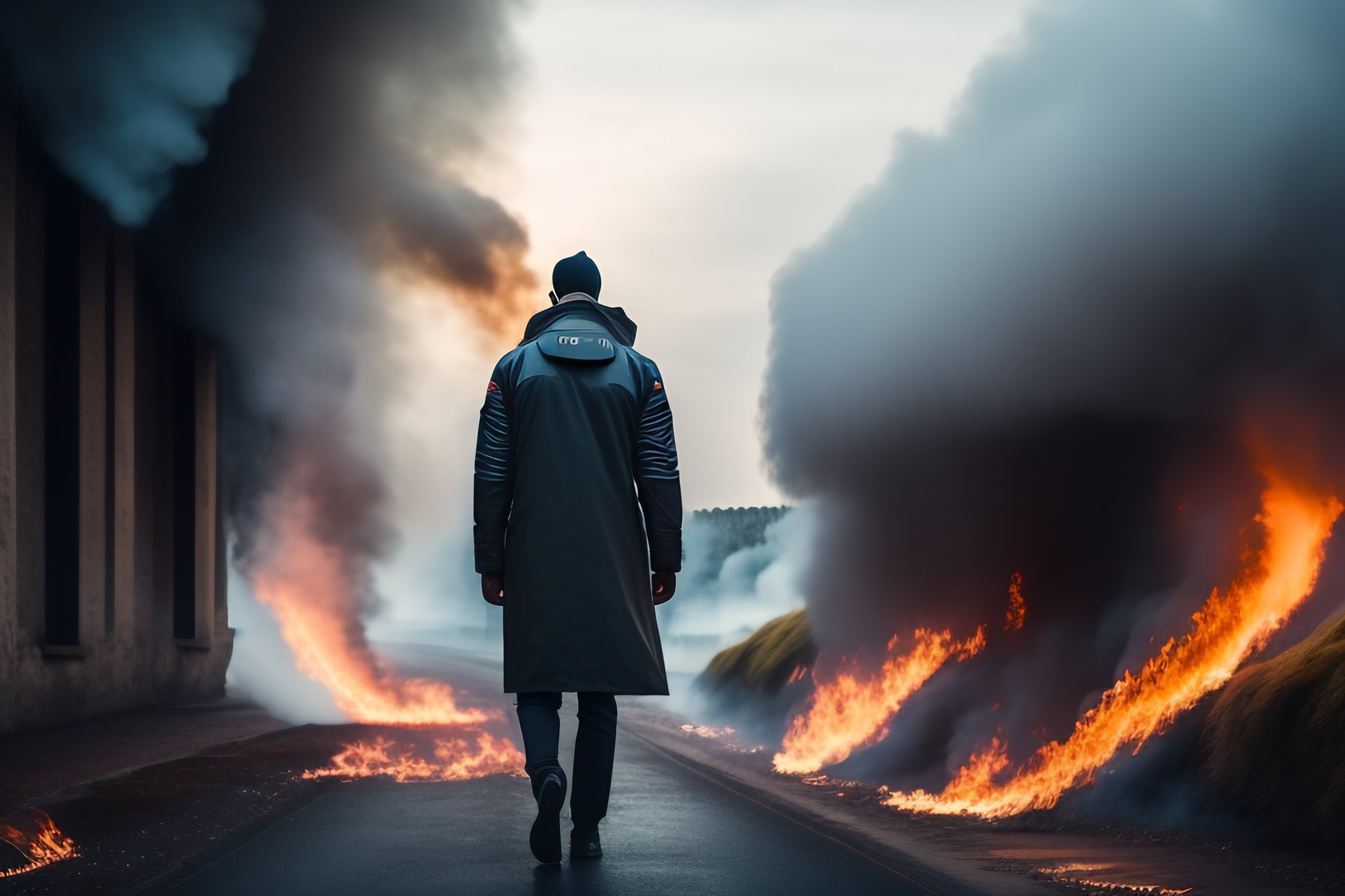 Lexica - A guy alone from the front with open arms wearing a jacket in ...