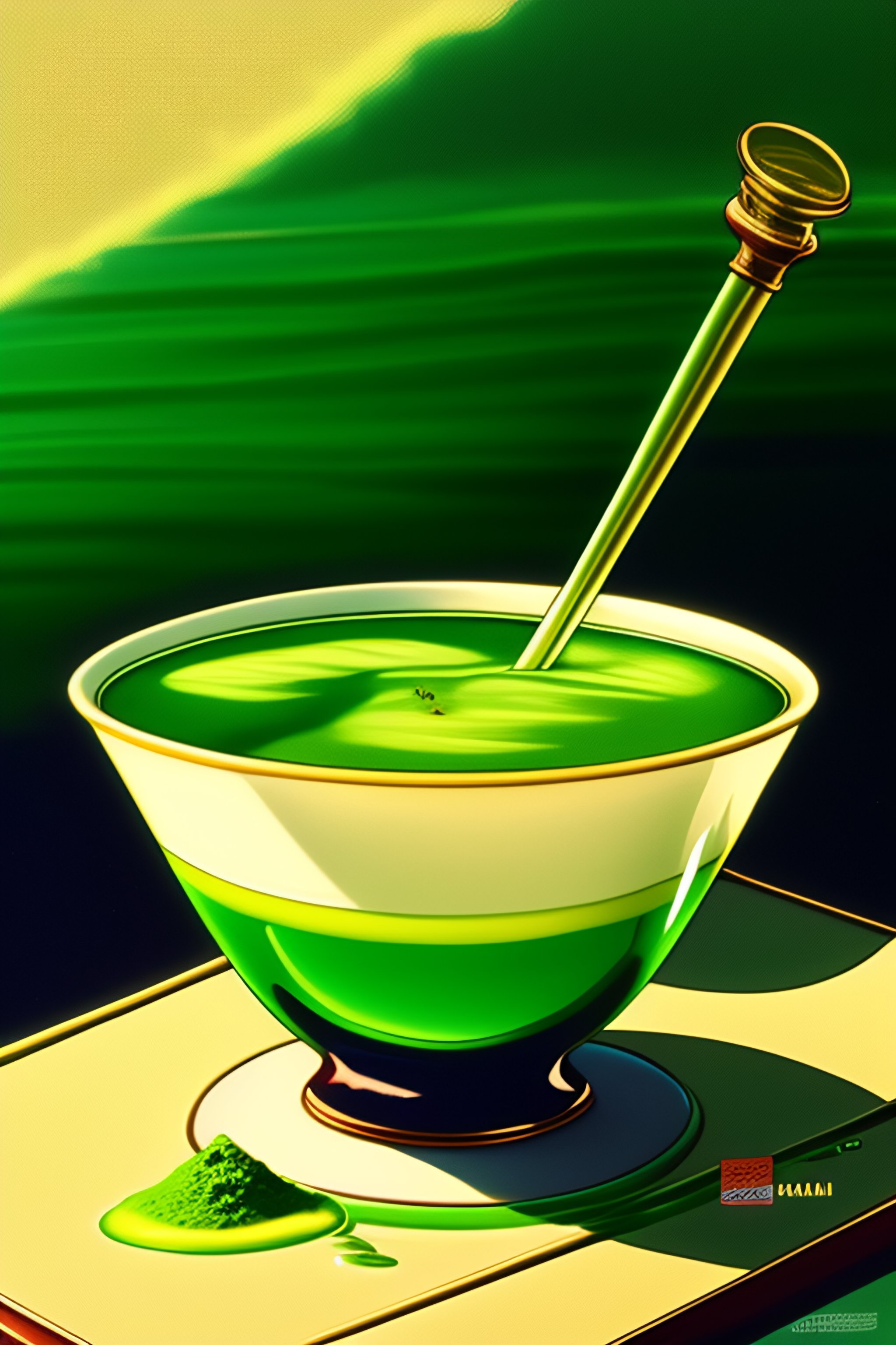 Lexica - A good looking cup of matcha tea in vintage 1990 anime manga style