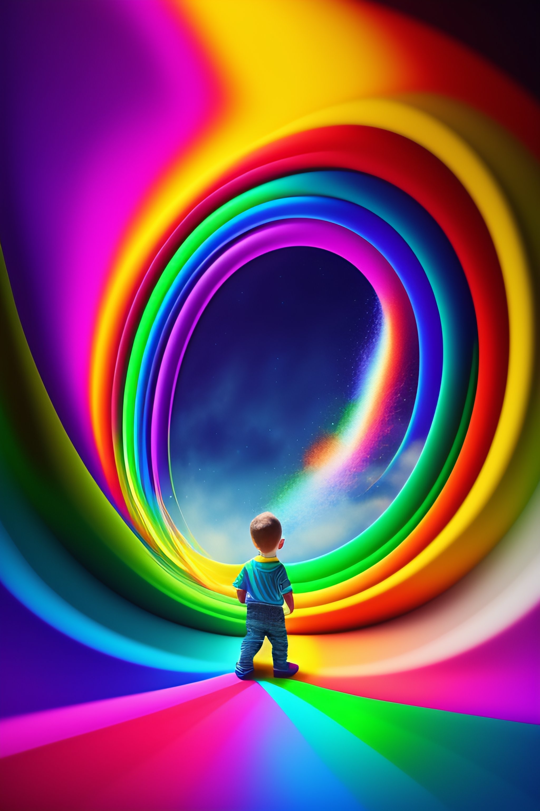 Lexica - Little boy explosion of rainbow colors