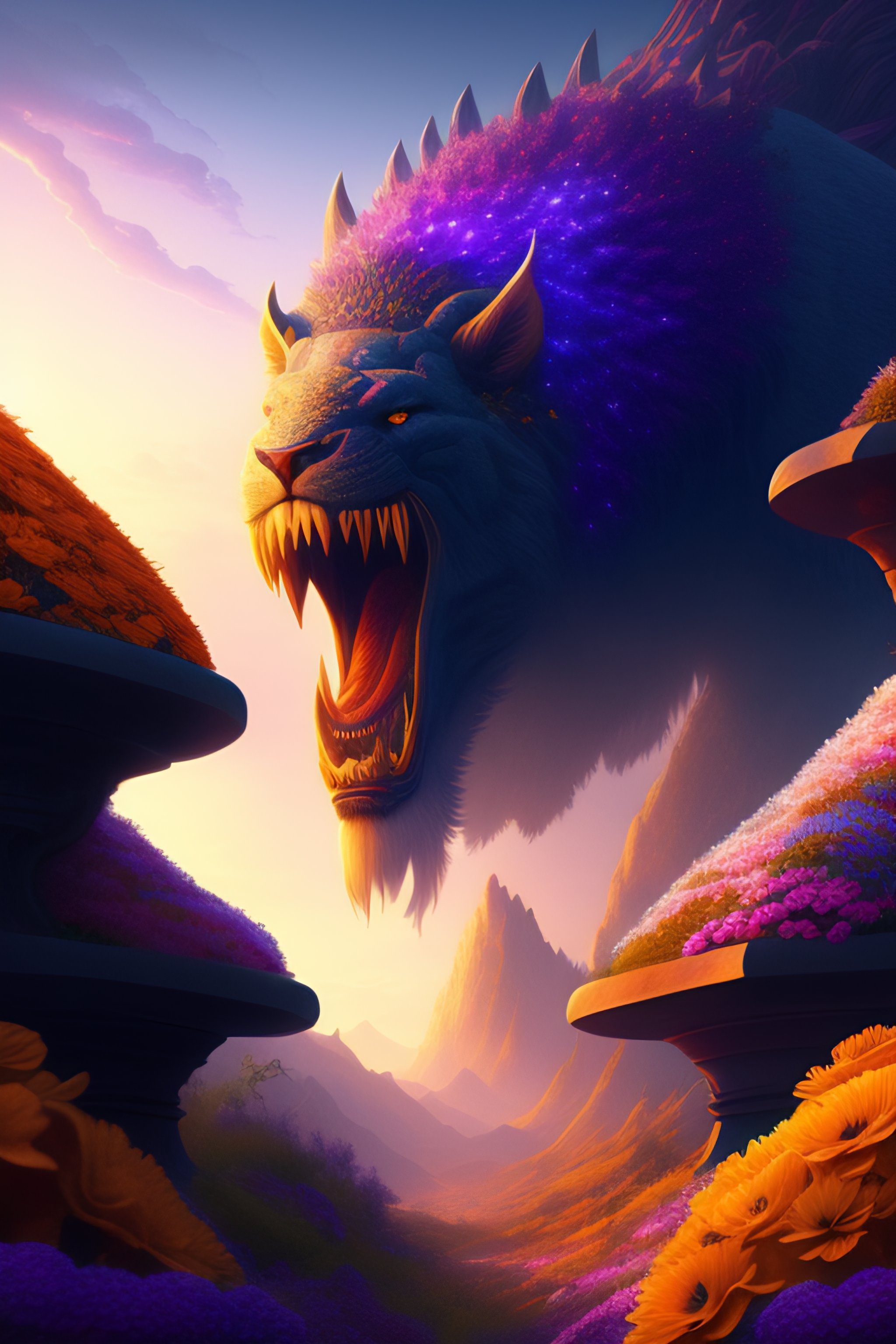 Lexica - A terrifying giant monster made of flowers, beautiful ...