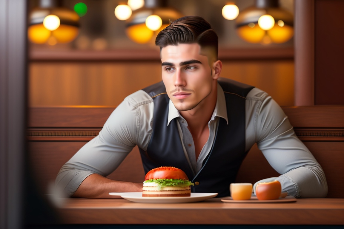 Lexica - A men hungry, waiting in restaurant