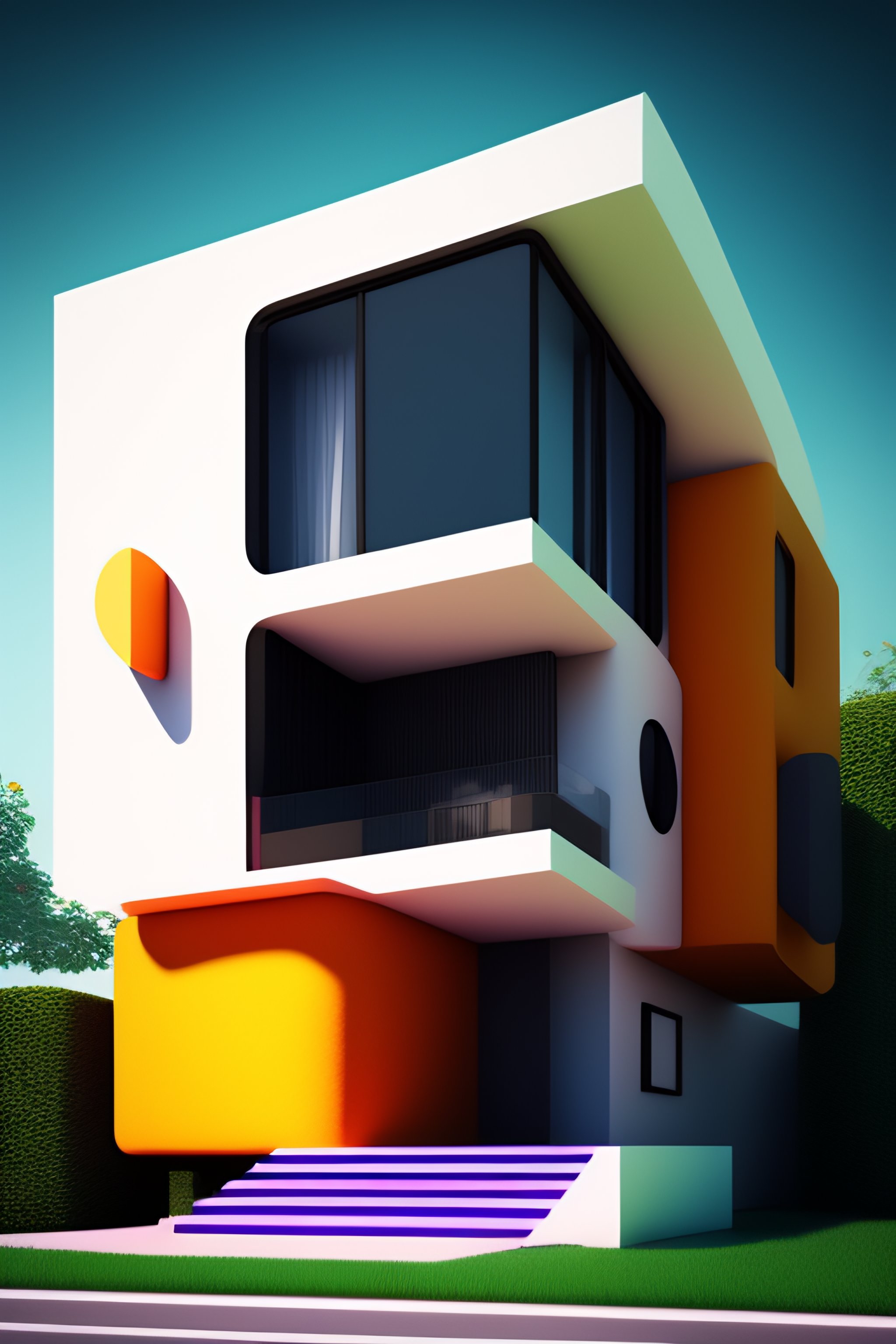 Lexica - Digital image of a stylish house with a cartoon-style ...