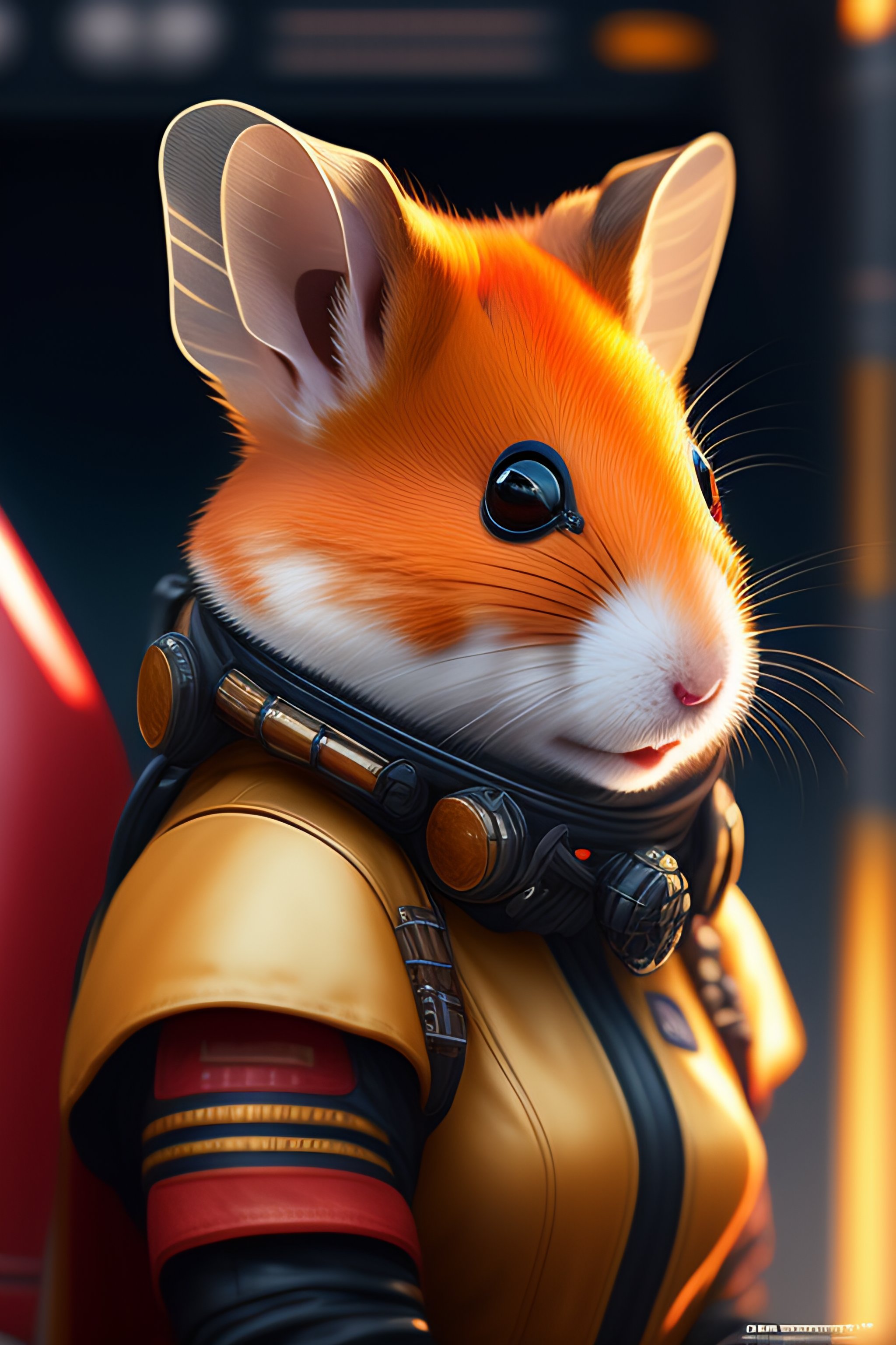 Lexica - Anthropomorphic red hamster pilot wired to commands, detailed ...