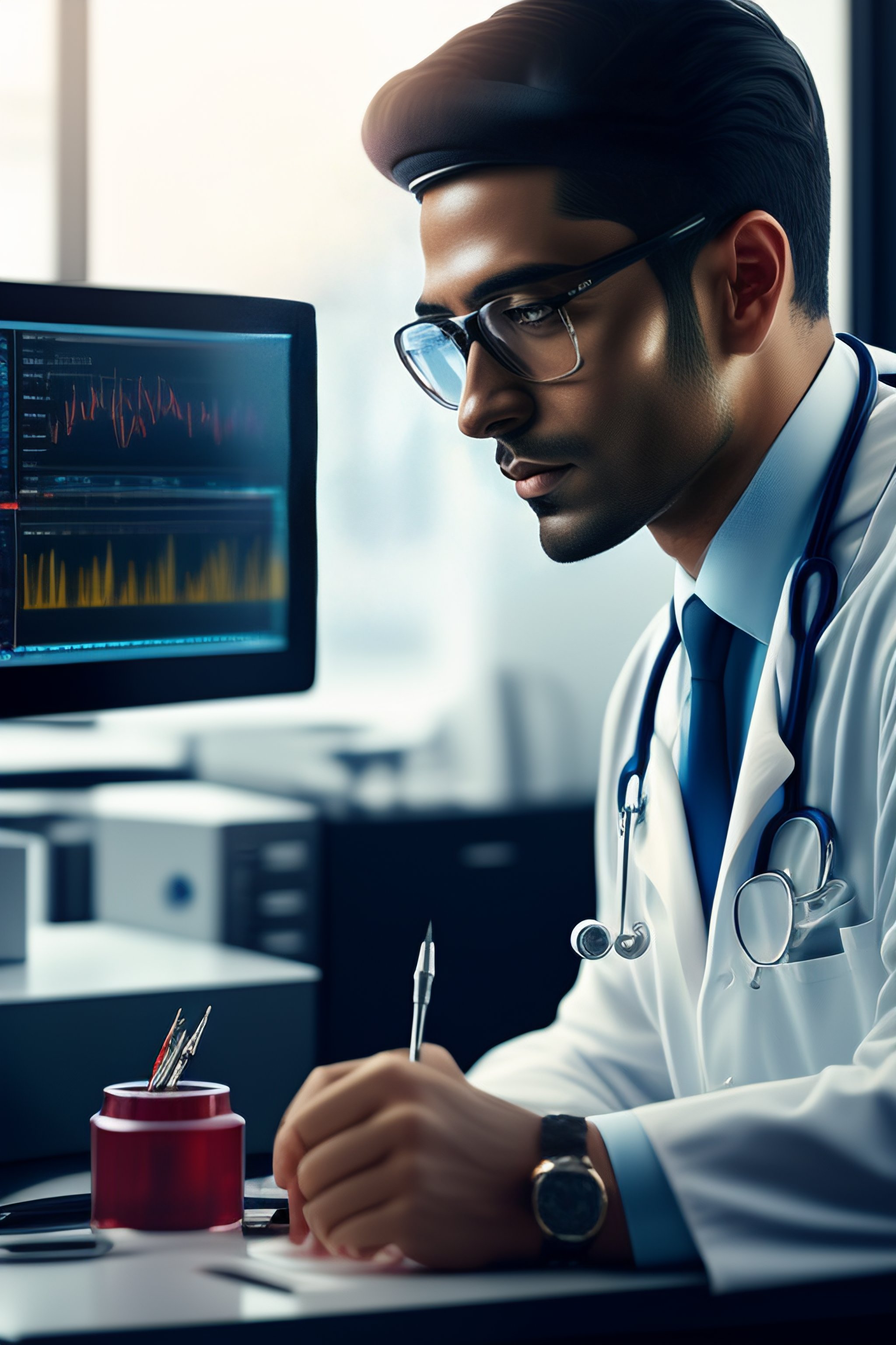 Lexica - Doctor young sophisticated in modern office consultation with ...