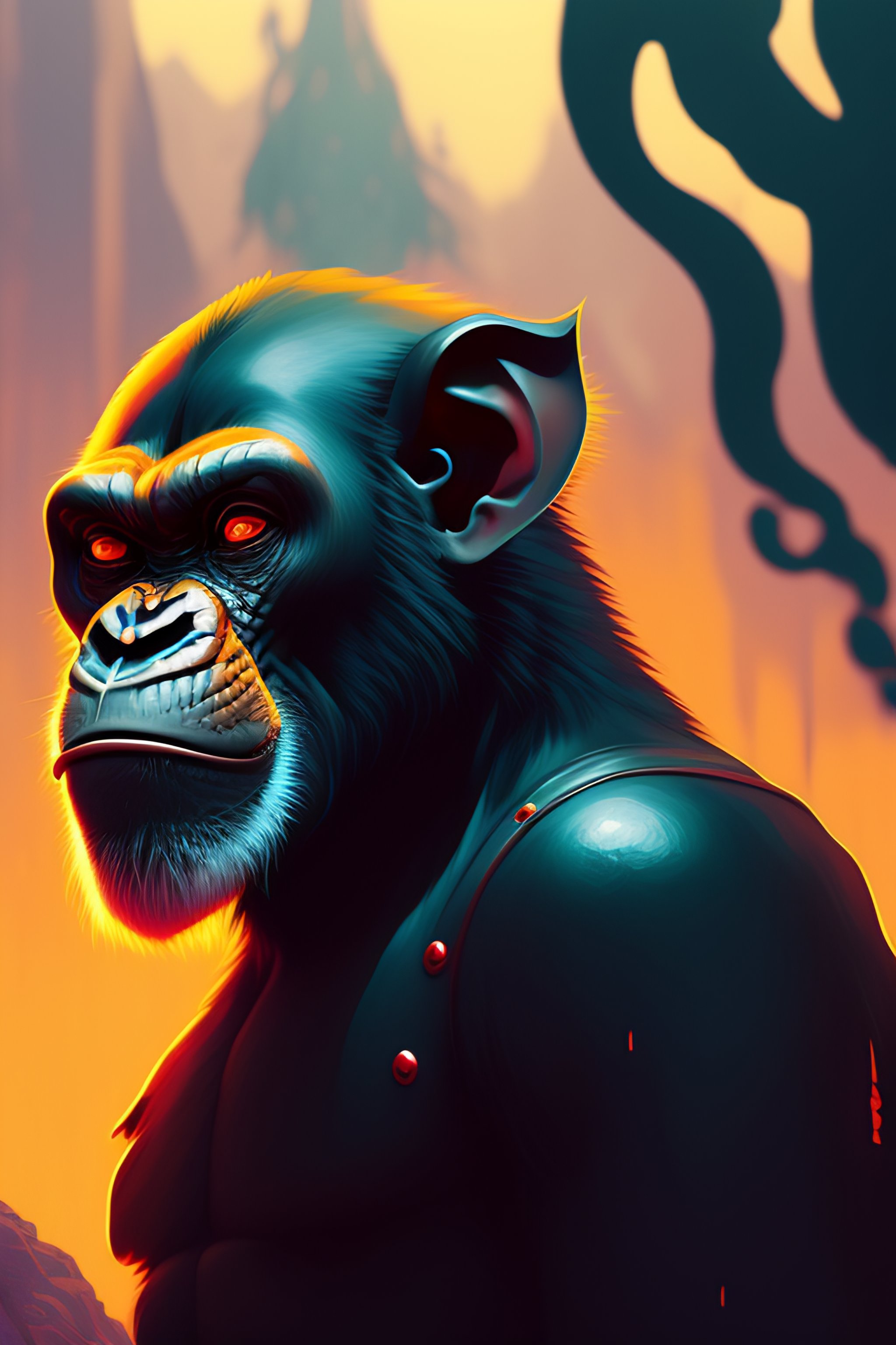 Lexica - A study of cell shaded cartoon of an evil dark chimpanzee full ...