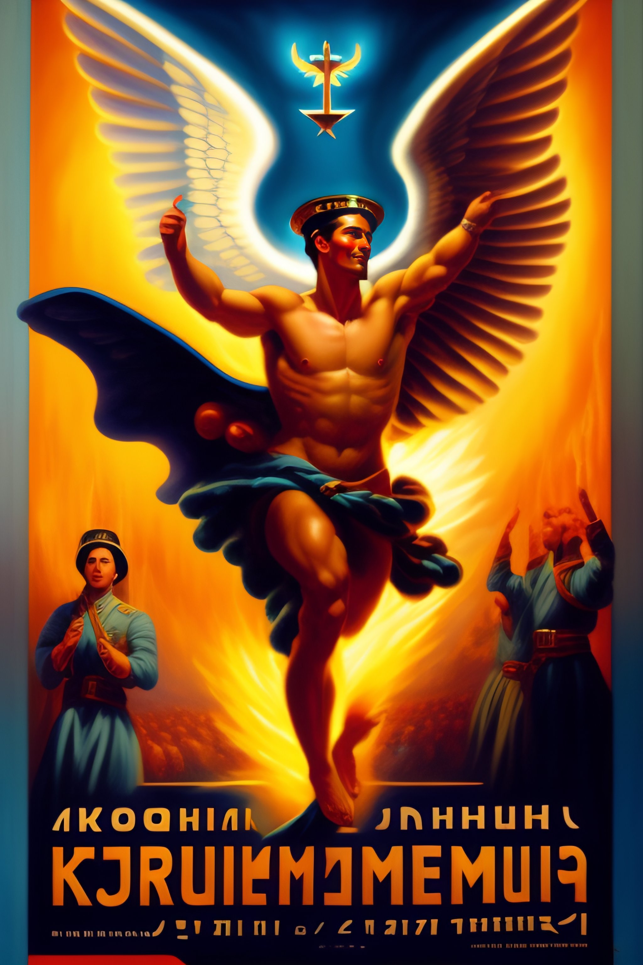 Lexica - Flying Prometheus with lit menorah, oil painting, realistic ...