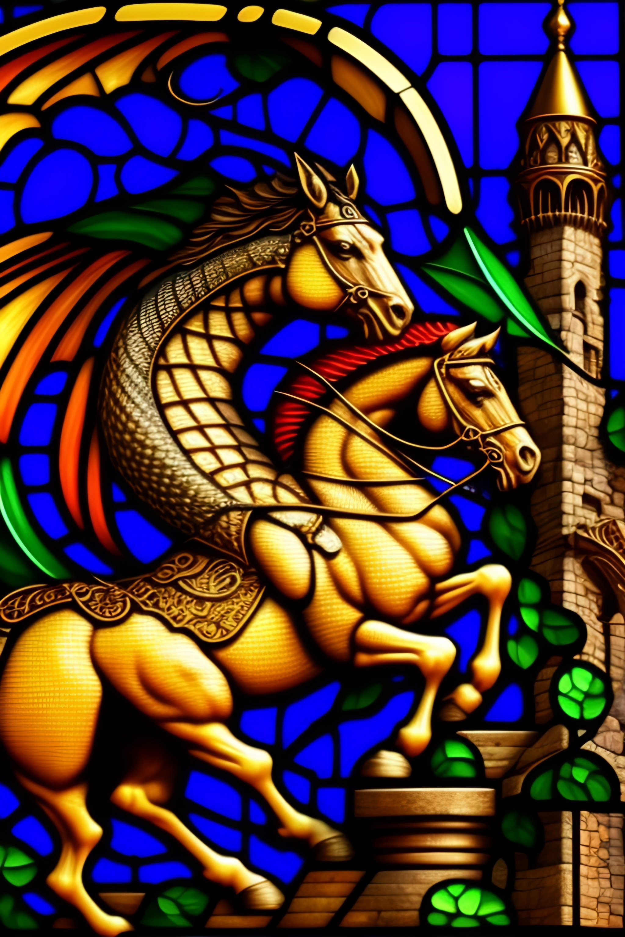 Lexica - The knight St. George fighting the dragon of Hunger, detailed ...