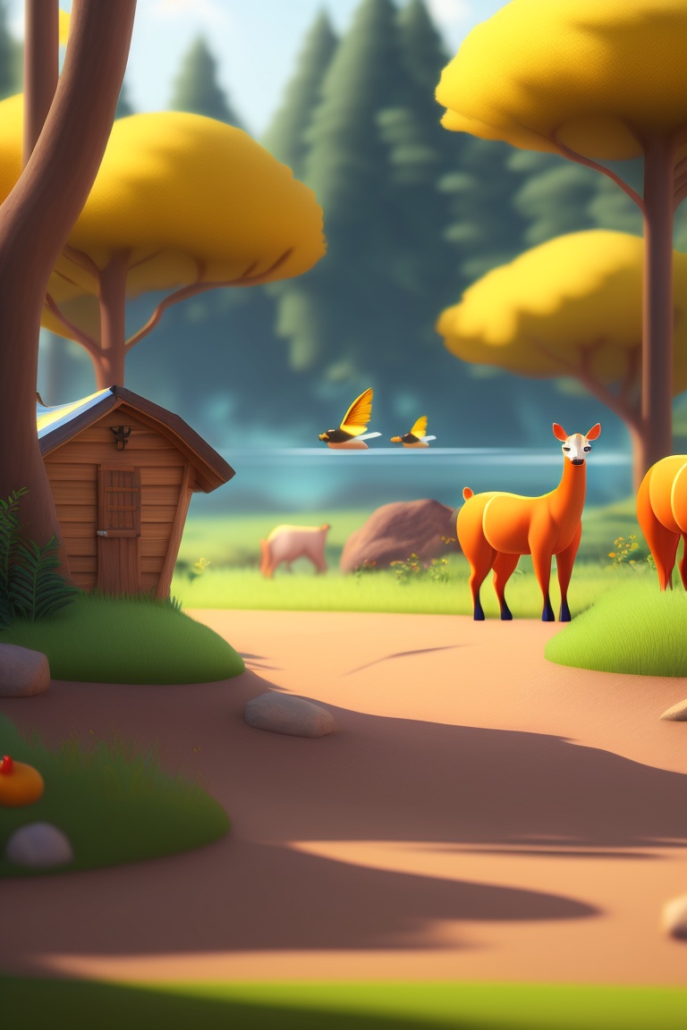 Lexica - Animated background rural area with animals, maximum quality ...