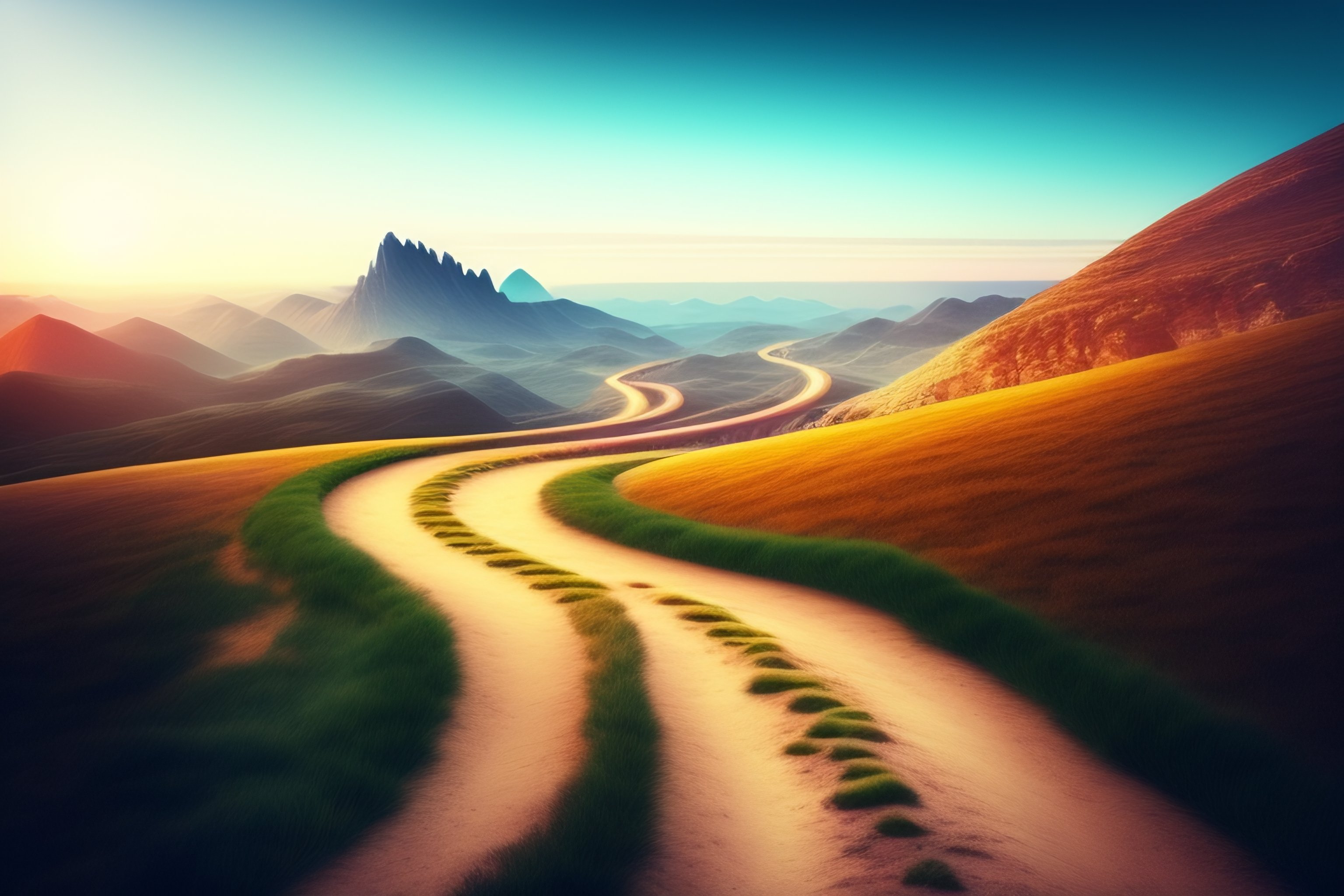 Lexica - Imagine of a winding path towards the future with various ...