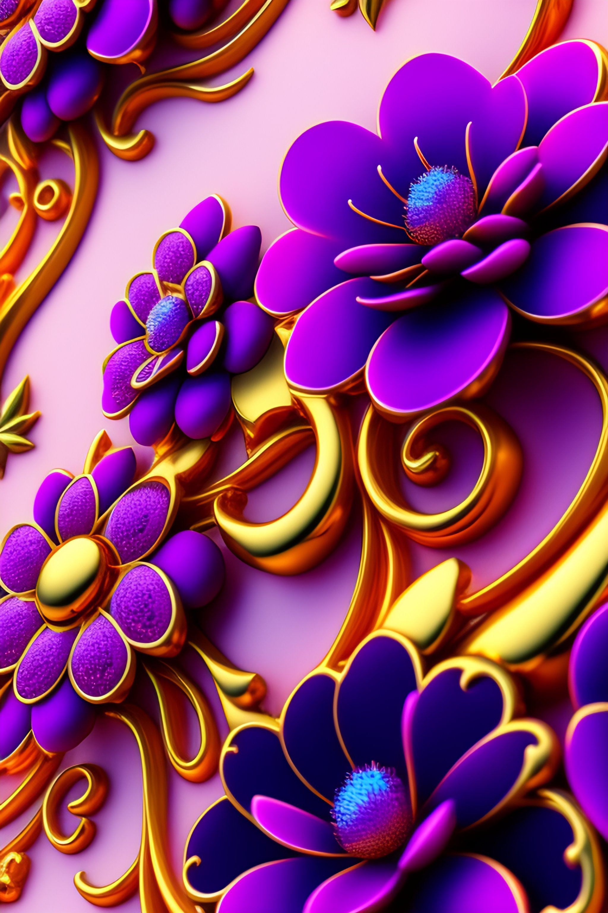 Lexica - Ornate pattern and abstract flowers and vines, gold and ...