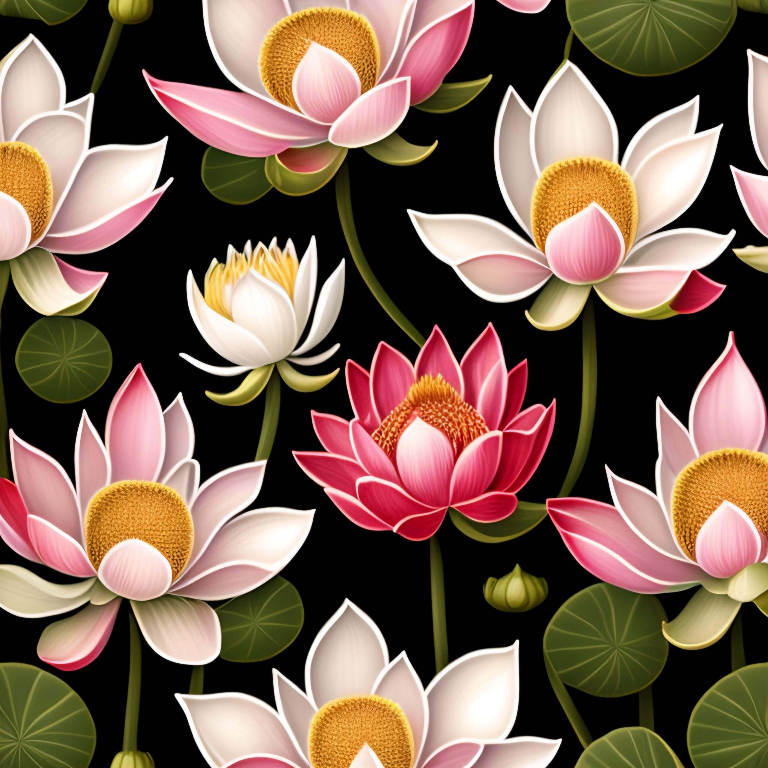 Lexica - Floral Victorian large repeating pattern of lotus flowers for ...