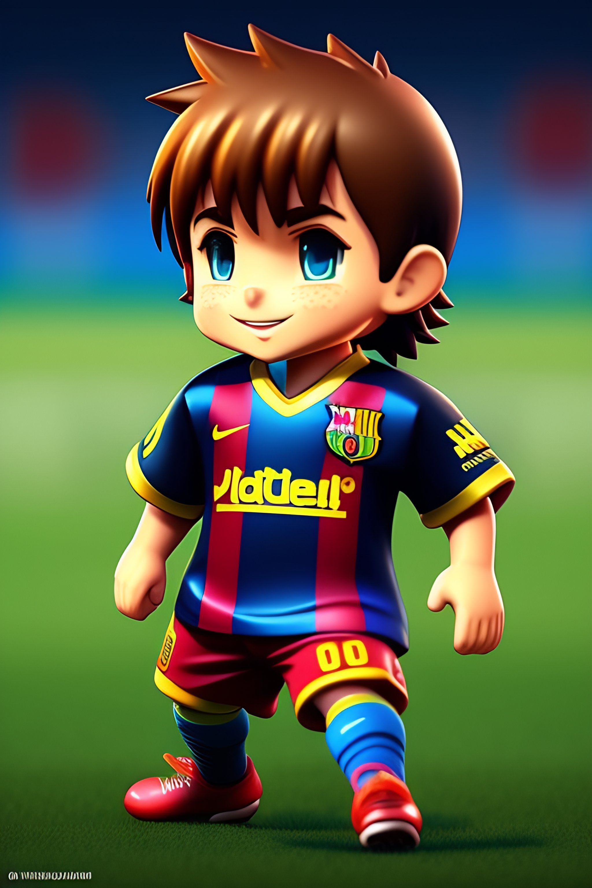 Lexica - Cartoon toy Kids leonel messi on football style anime