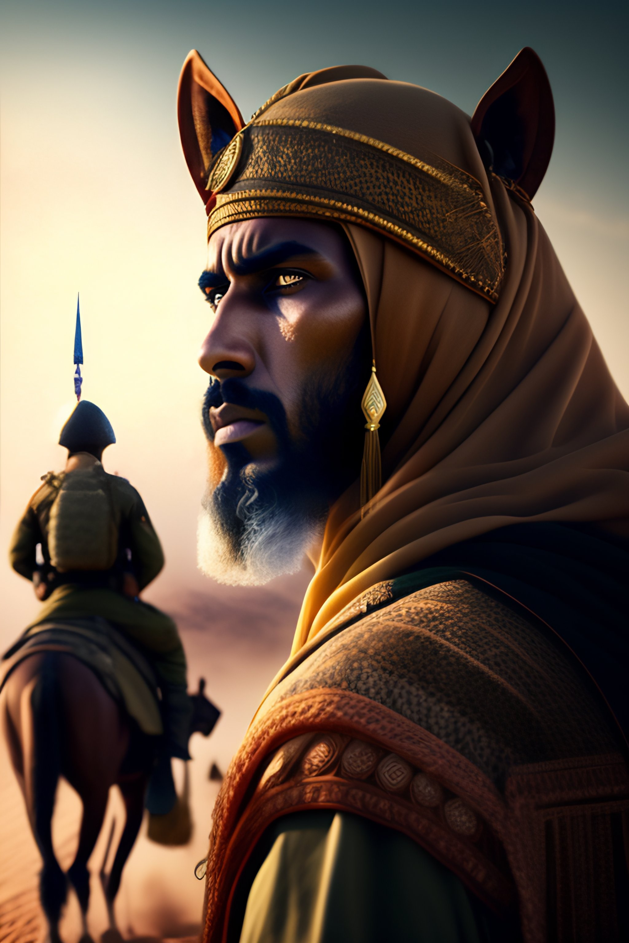 Lexica - Portrait of a Islamic war general, surreal, realism, CGI ...