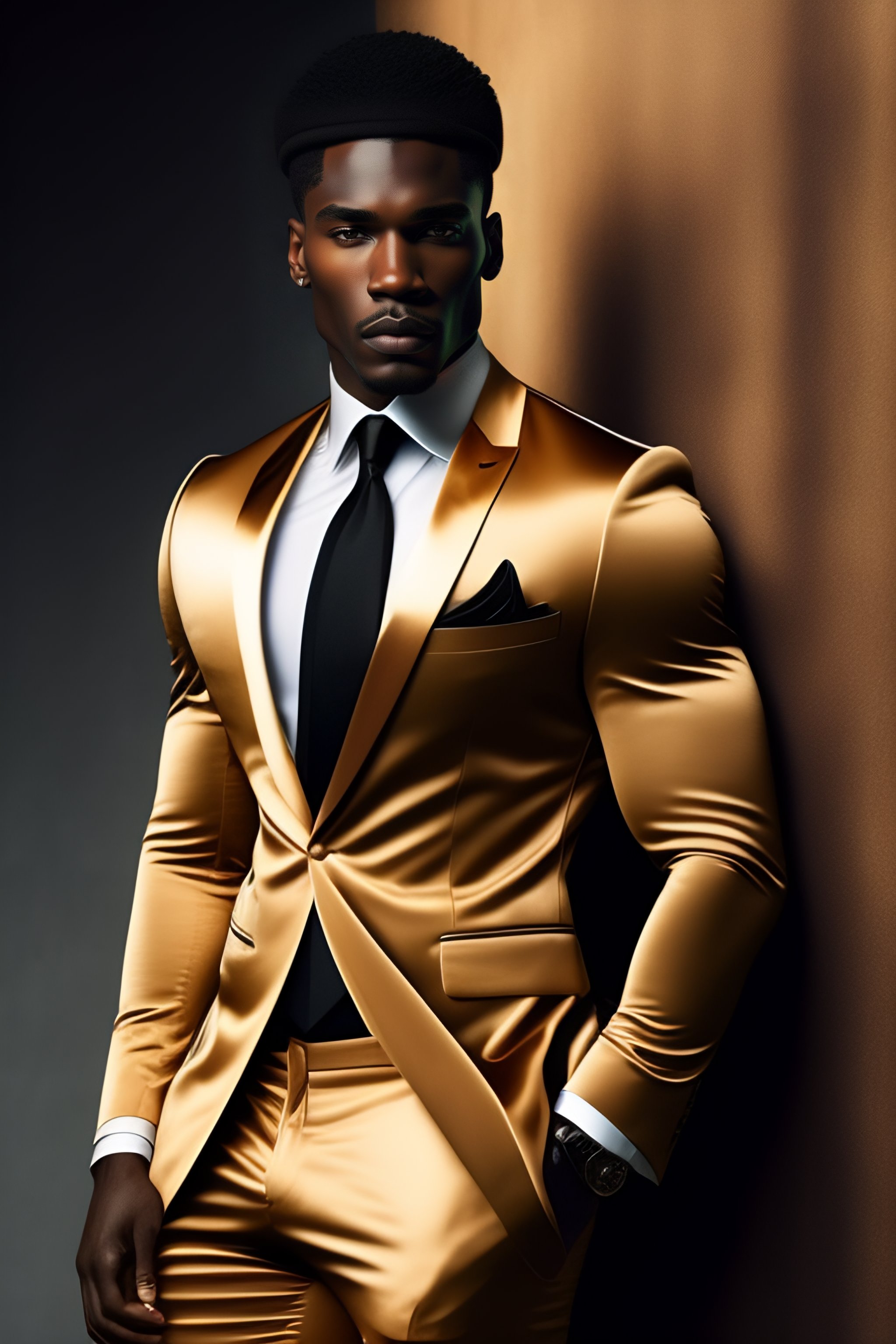 Lexica - Black man wearing elegant cothes, masculine.