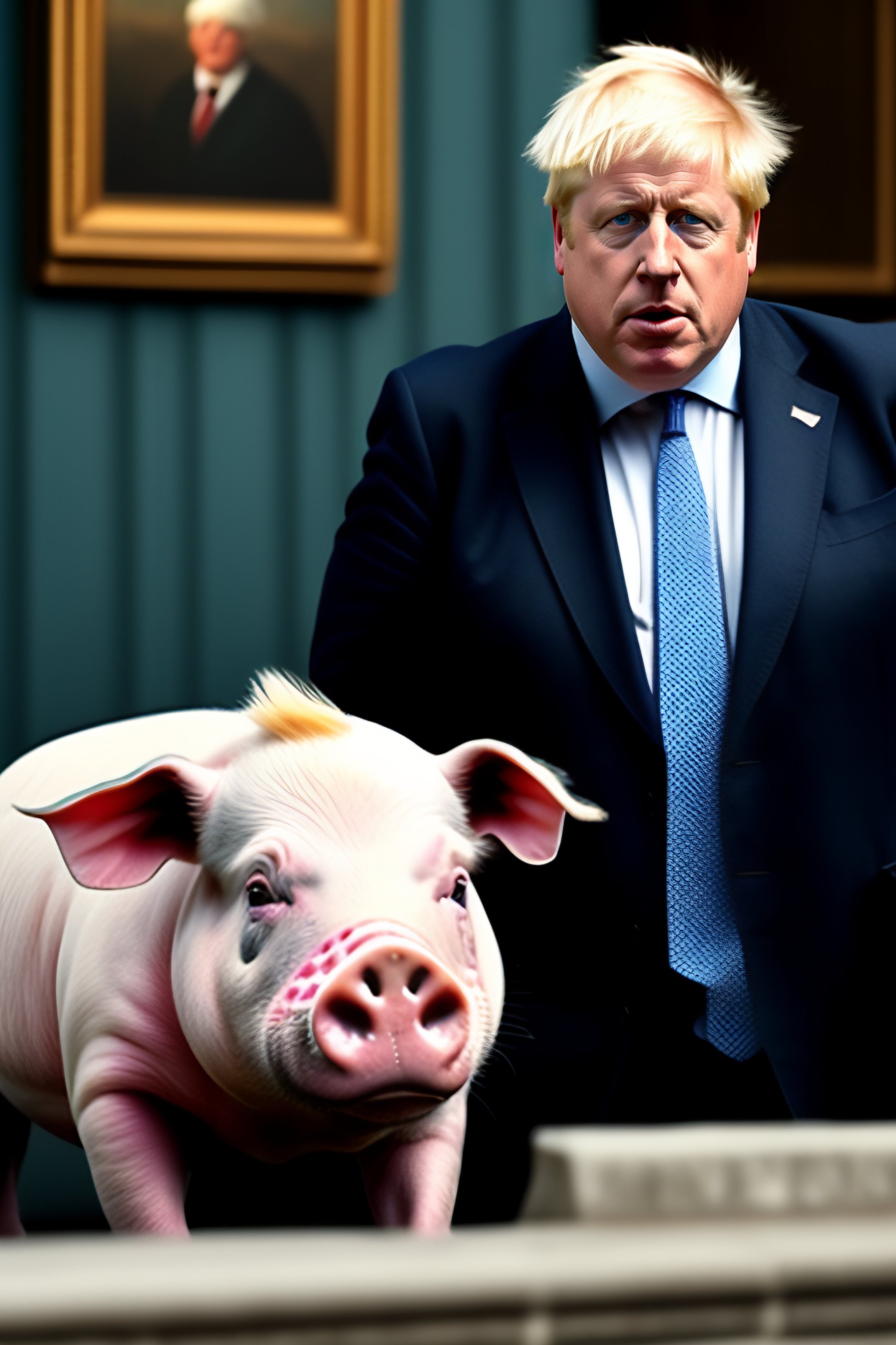 Lexica - Boris johnson with a pig