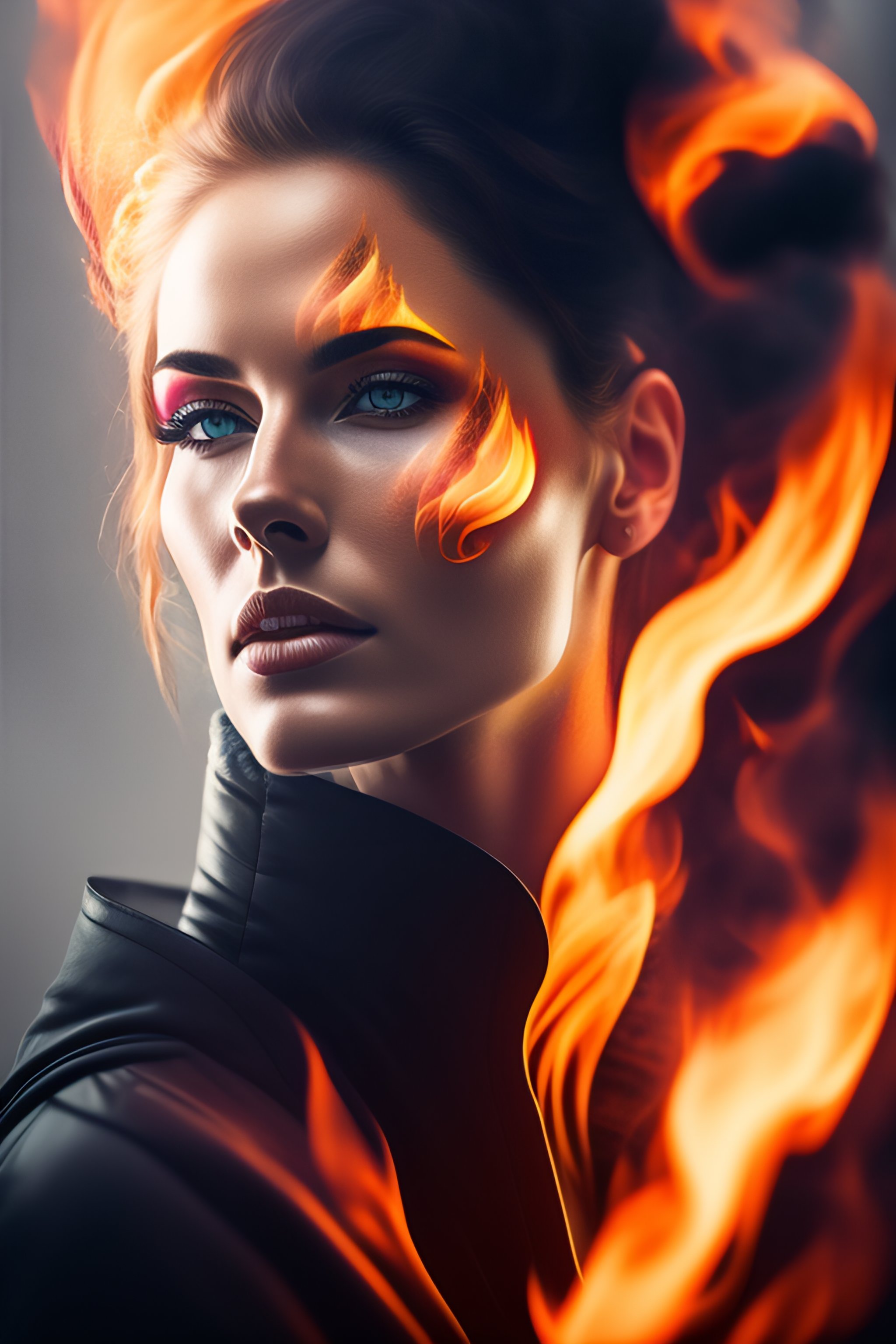 Lexica - A full-body portrait of a person made of fire, exhibition ...