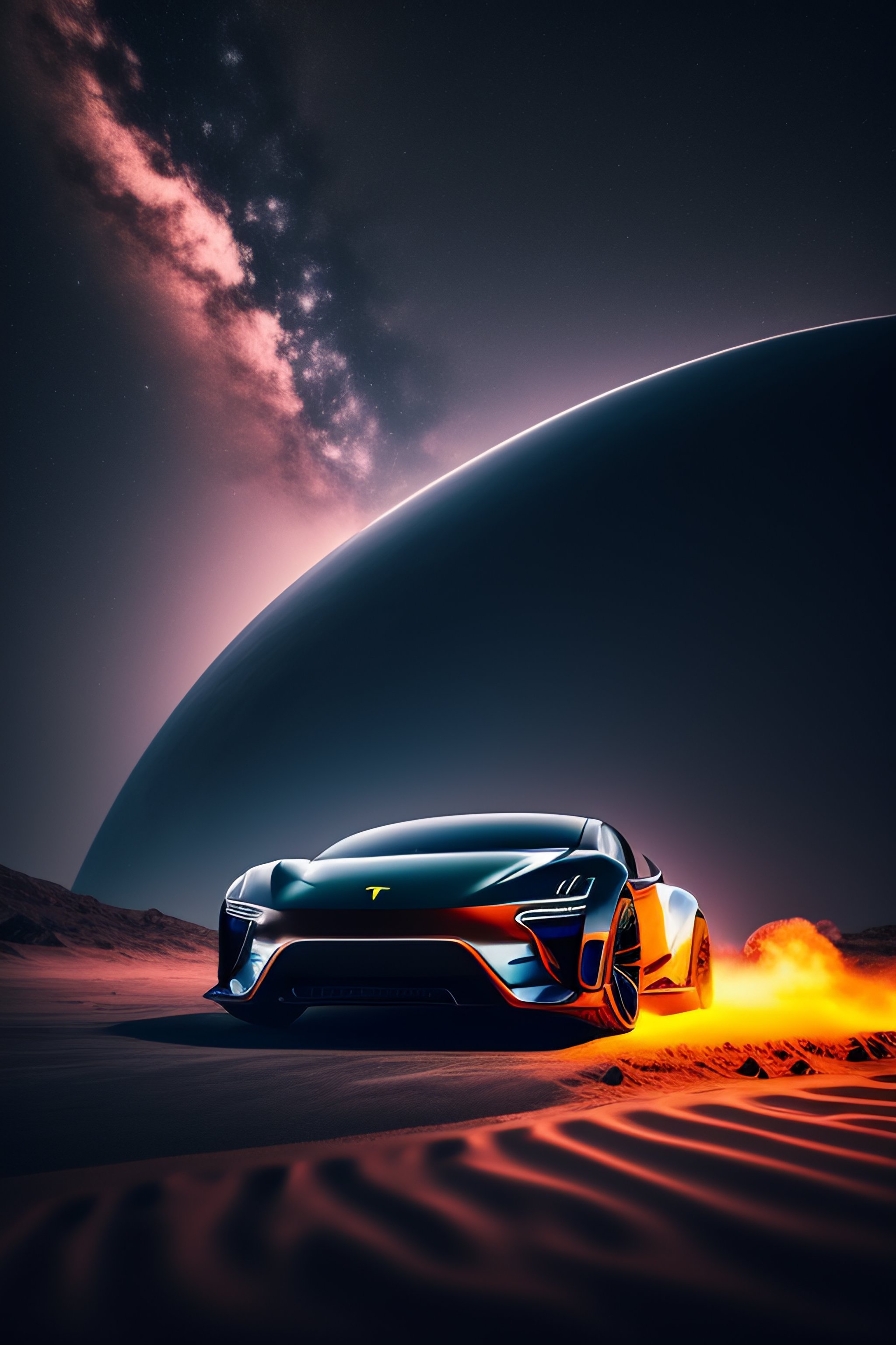 Lexica - 50mm Photograph of tesla starship designed by Lamborghini ...