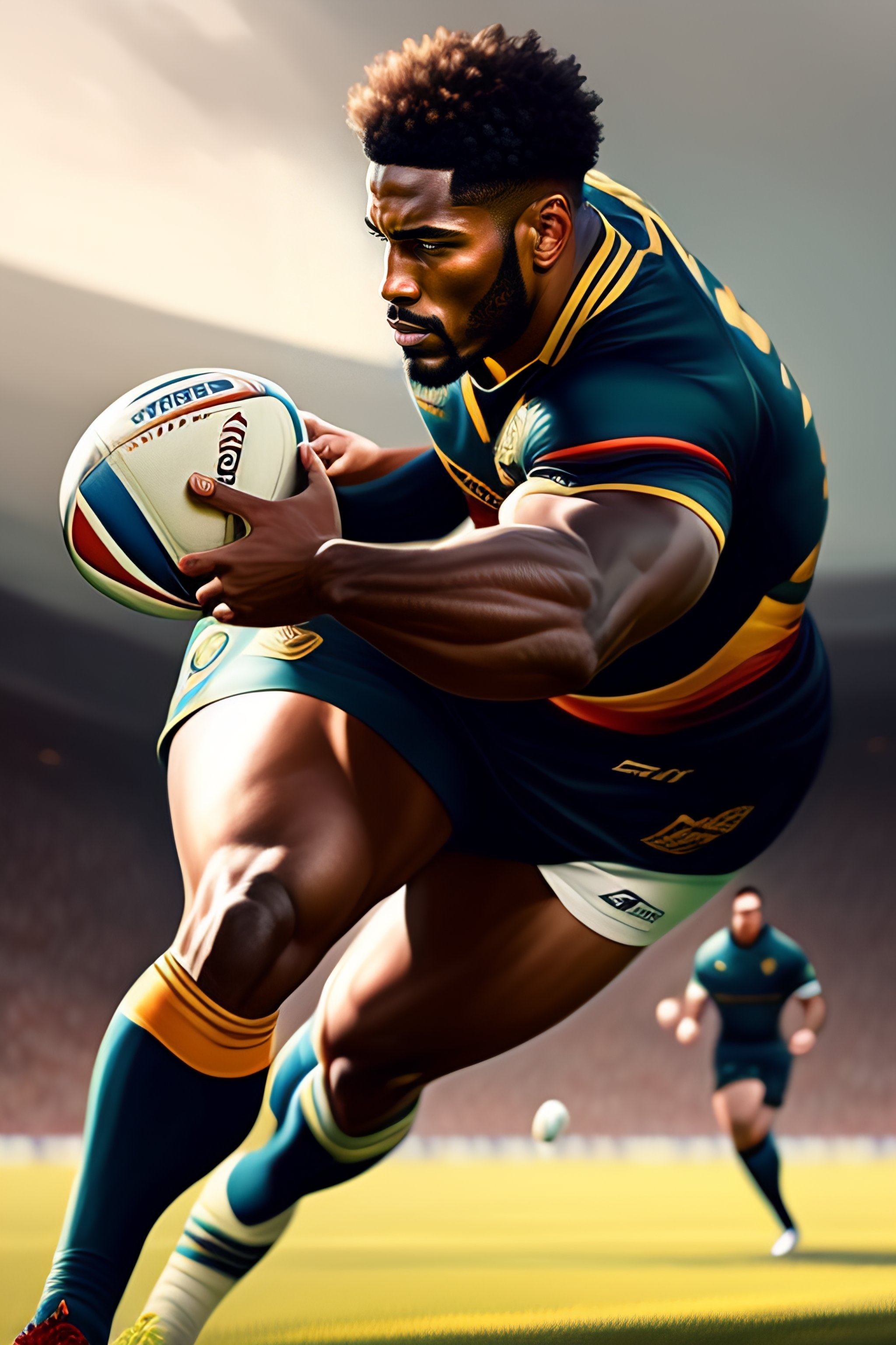 Lexica - Two rugby players fighting over a rugby ball, realistic ...
