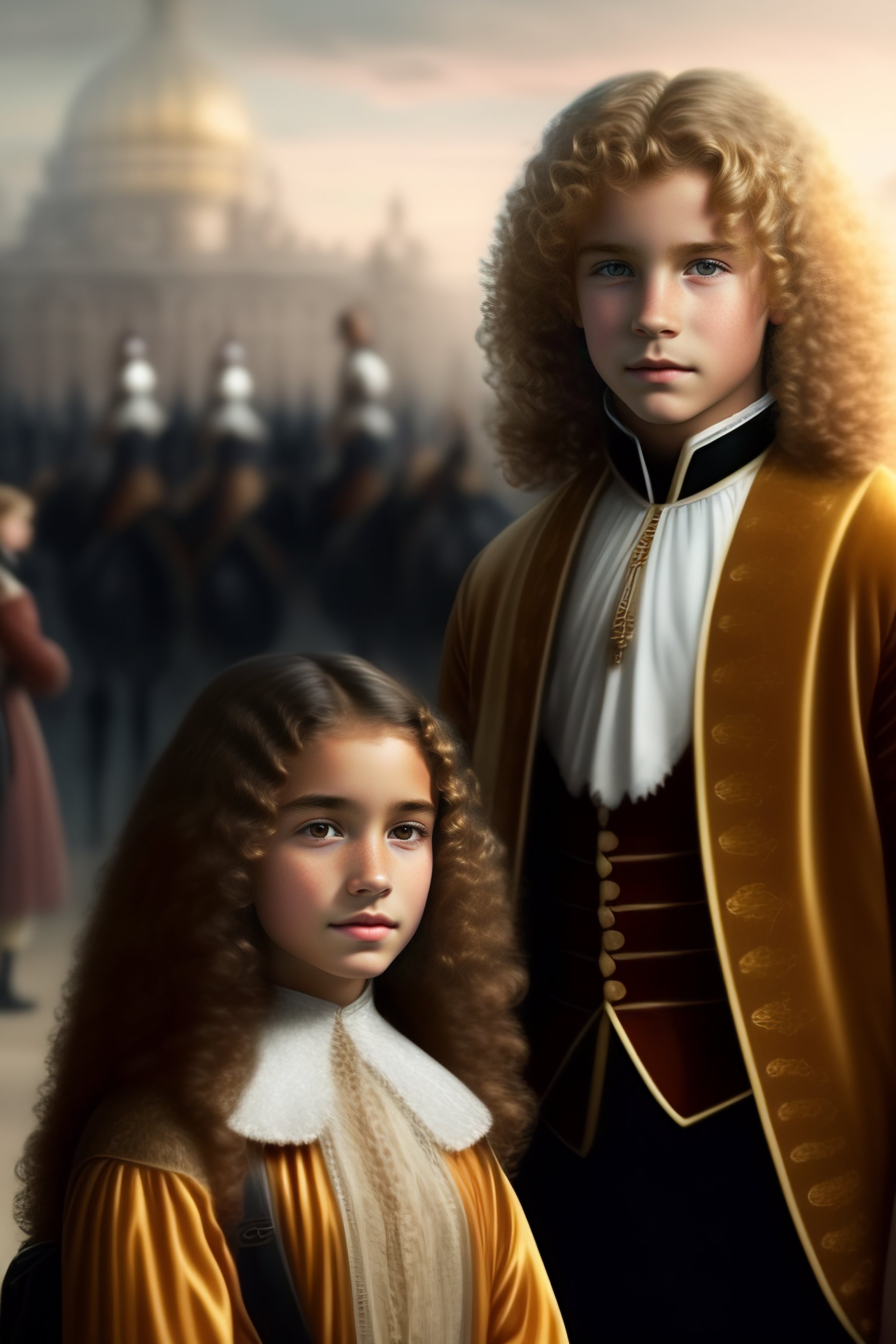 Lexica - A picture of timetravelers: a 12-years old girl with blond ...