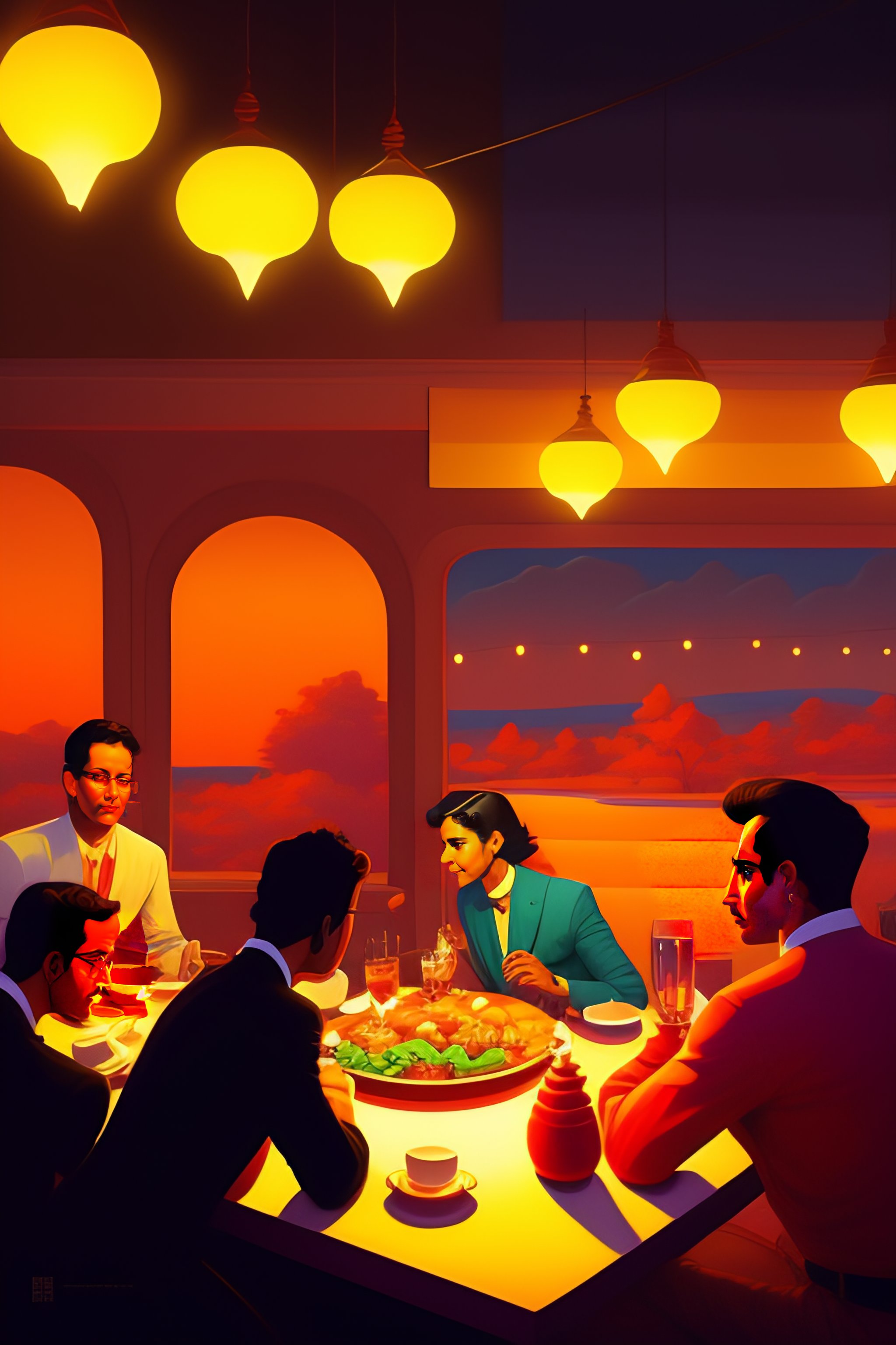 Lexica - Seinfeld indian restaurant party, digital art, illustration ...