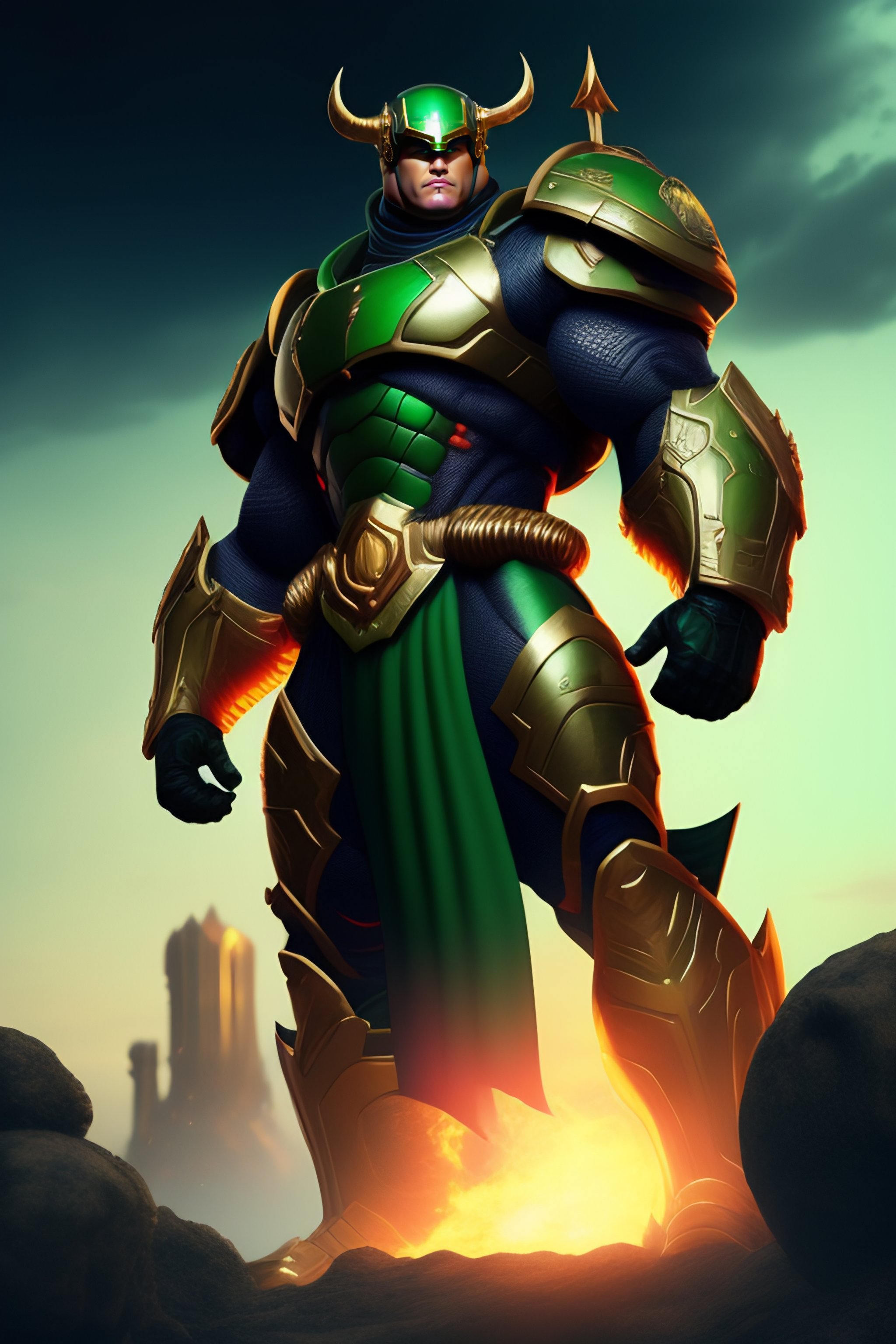 Lexica - A green turtle as the doomslayer,