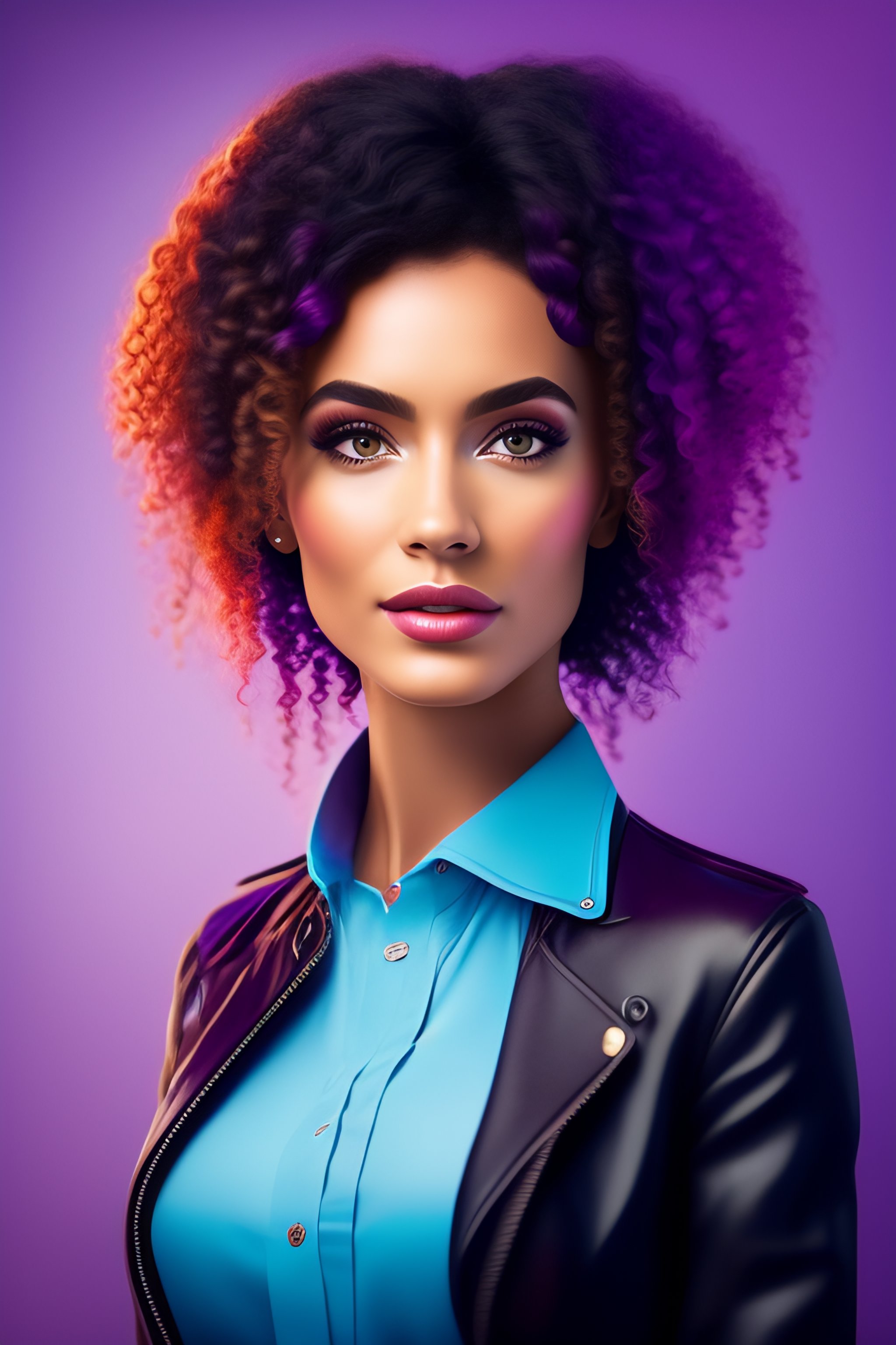 Lexica - Woman avatar for chatbot , style realistic, background purple ...