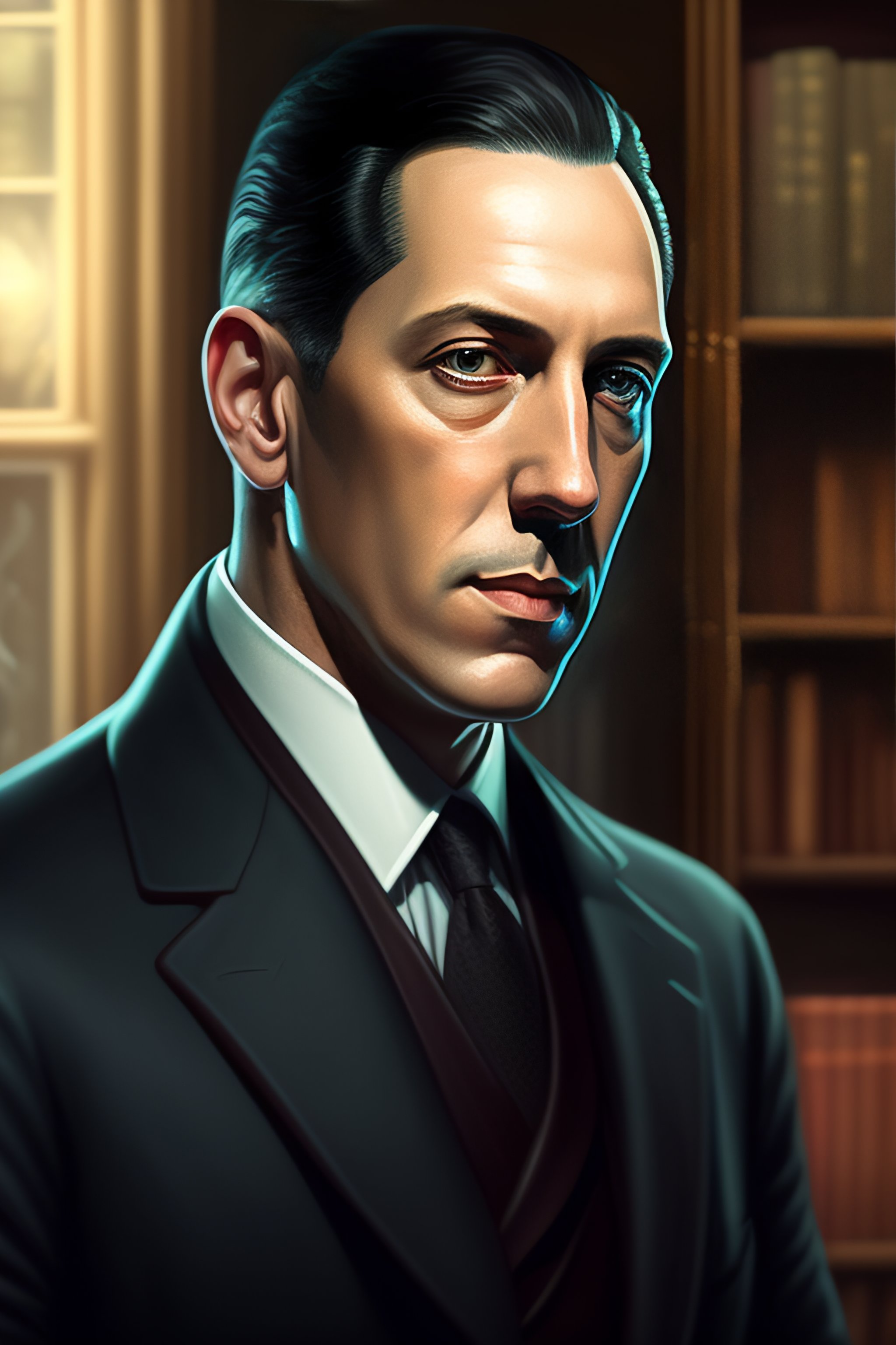 Lexica - Portrait of hp lovecraft in his own house, highly detailed ...