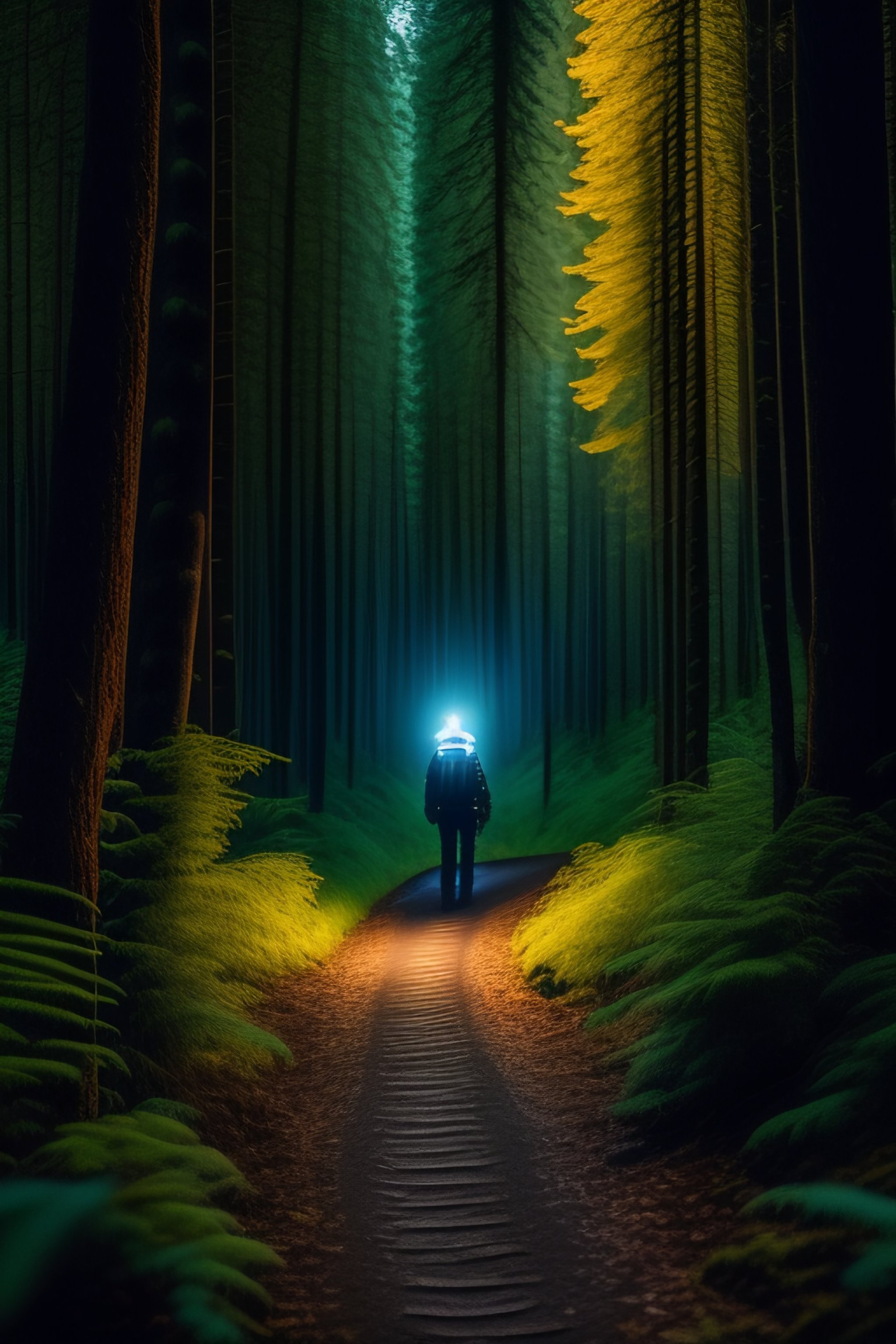 Lexica - Trail camera night vision, horror skinny creature with glowing ...