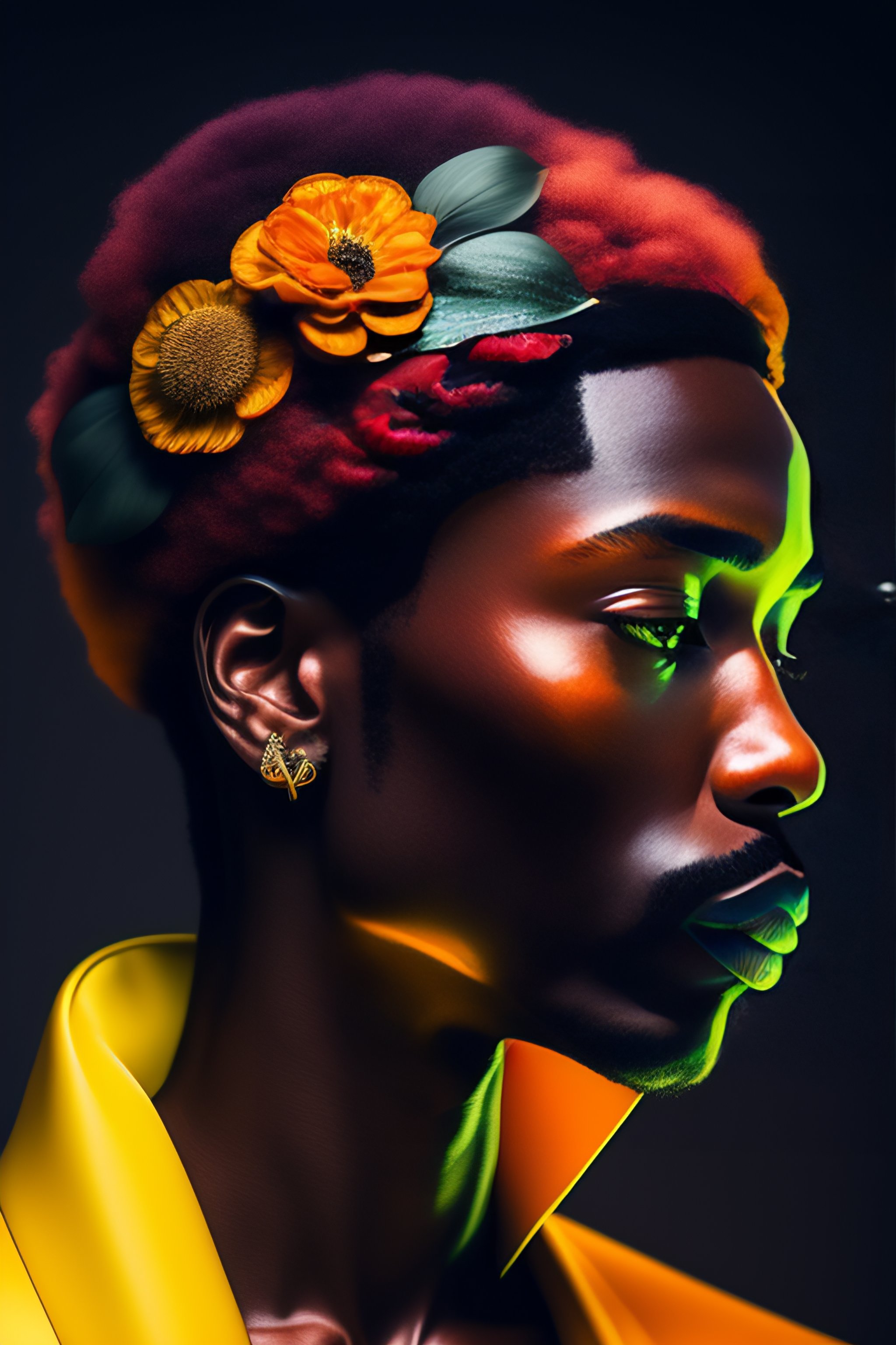 Lexica - A portrait of a black man, illustrative + visionary art +simetric