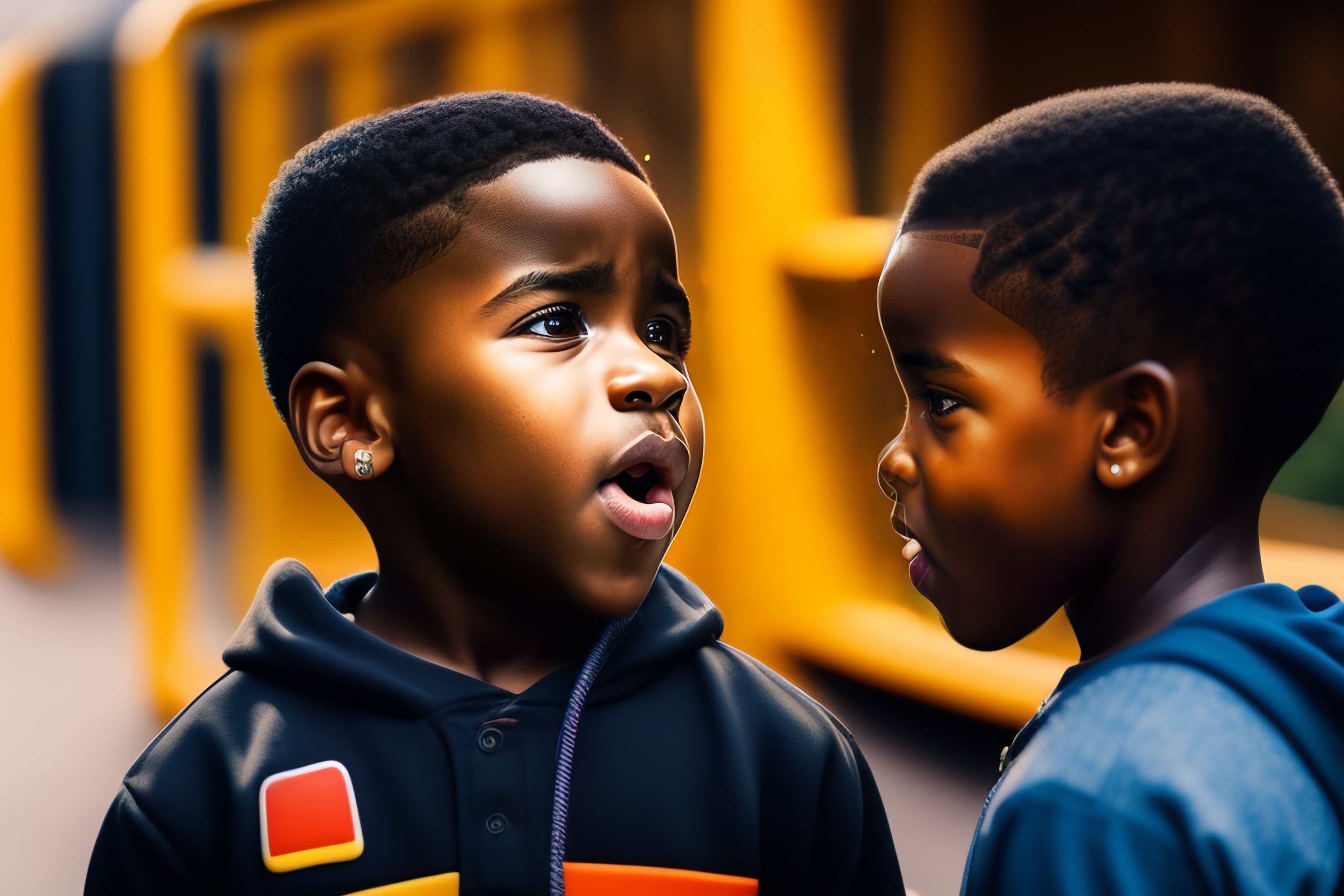 Lexica - A black boy verbally abusing others