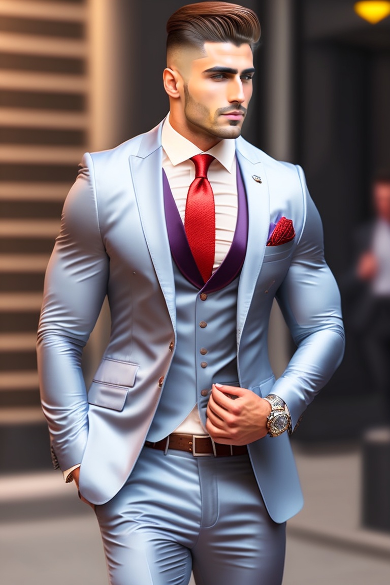 Lexica - Turkish man, office man, suit, Turkish, gym body, fair, handsome